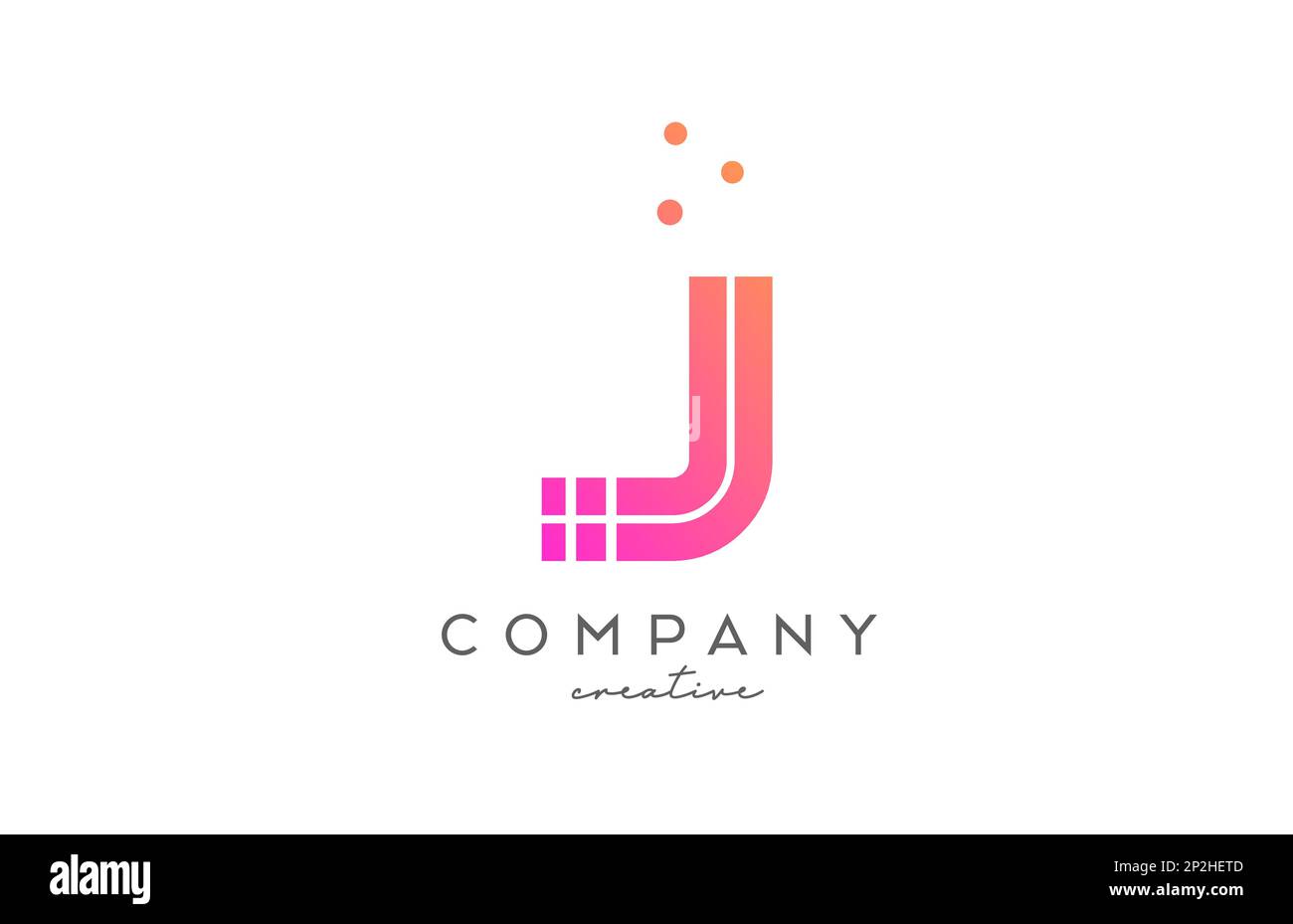 J pink alphabet letter logo with lines and dots. Corporate creative ...
