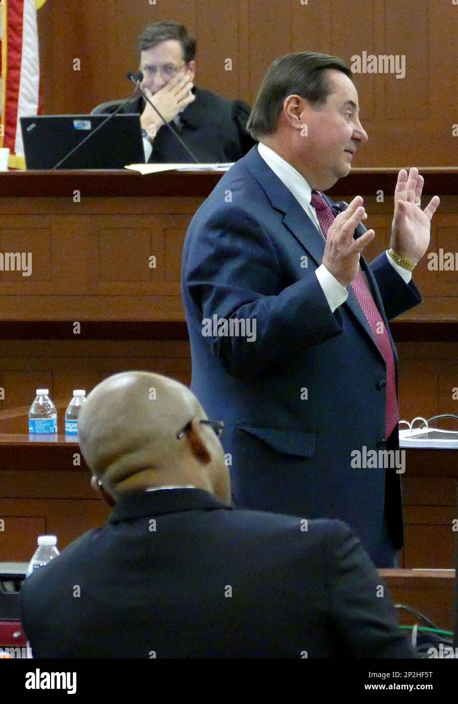 Defense attorney George Laughrun speaks during closing arguments in ...