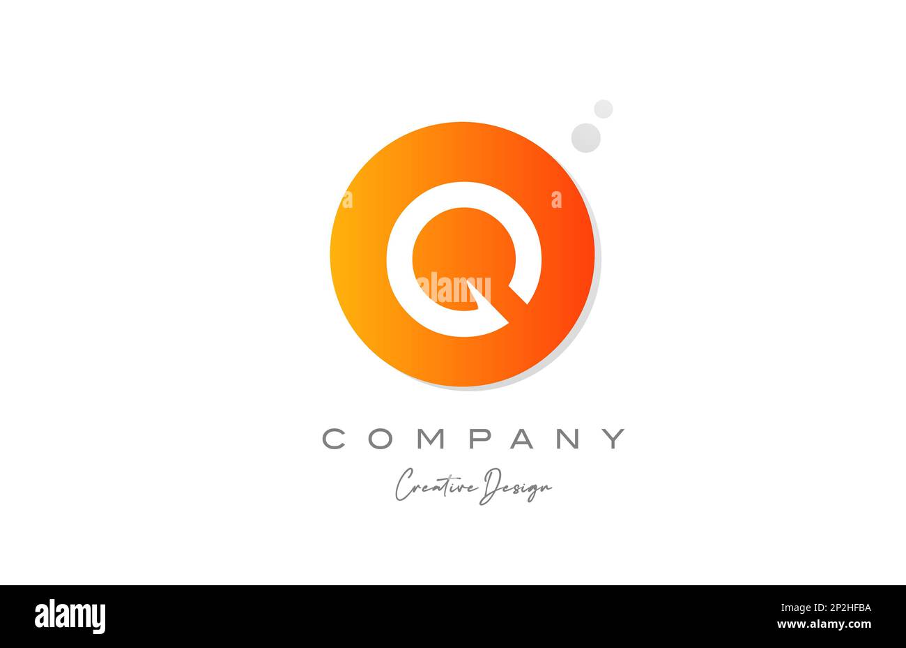 Q orange sphere alphabet letter logo icon design with dot. Creative ...