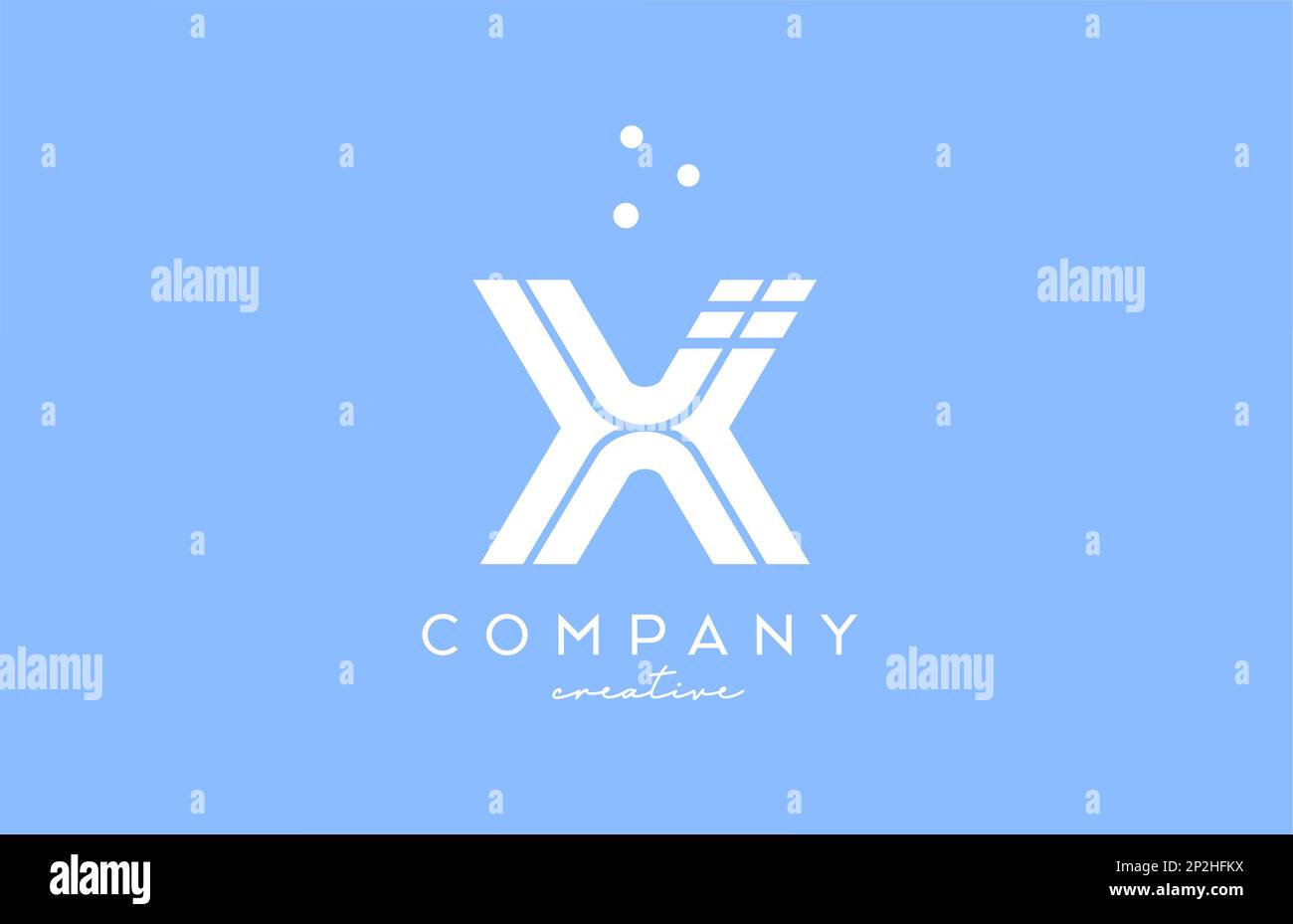 X blue white alphabet letter logo with lines and dots. Corporate ...