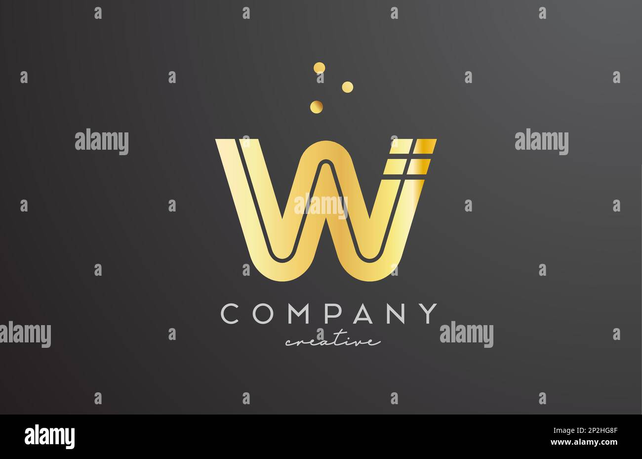 gold golden W alphabet letter logo with dots. Corporate creative ...