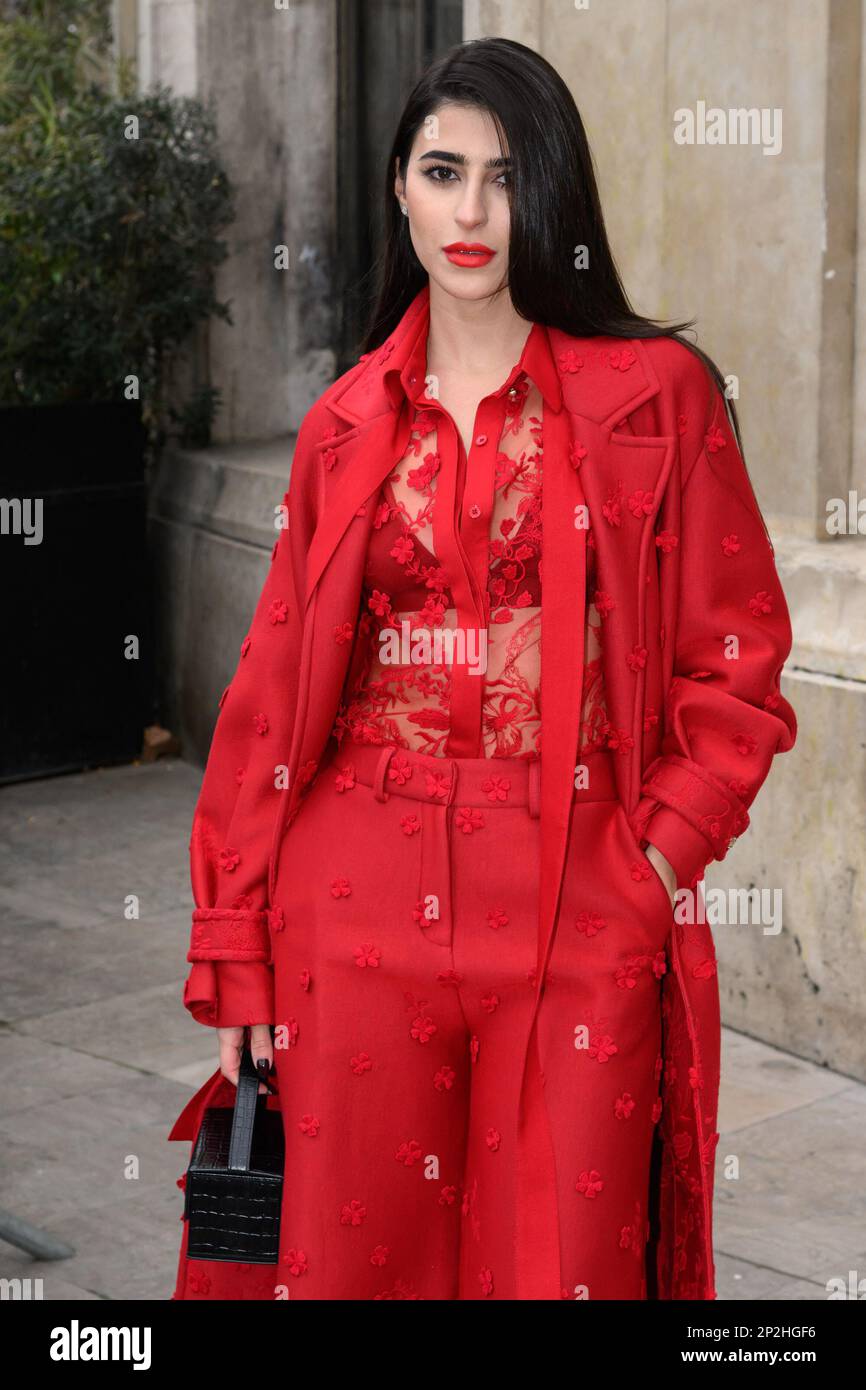 A guest attends the Elie Saab Womenswear Fall Winter 2023-2024 show as part of Paris Fashion ...