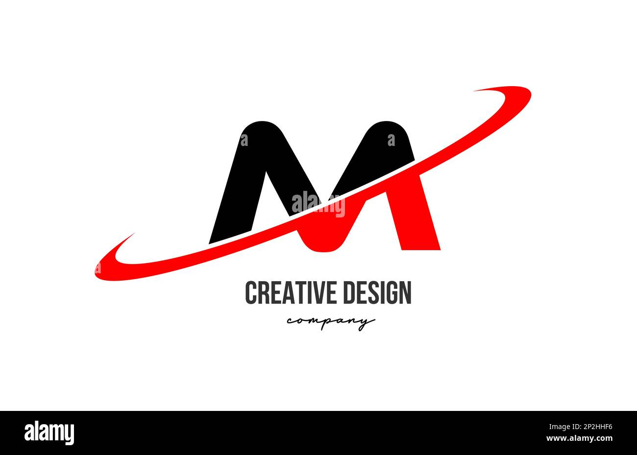 Red black M alphabet letter logo with big swoosh. Corporate creative ...