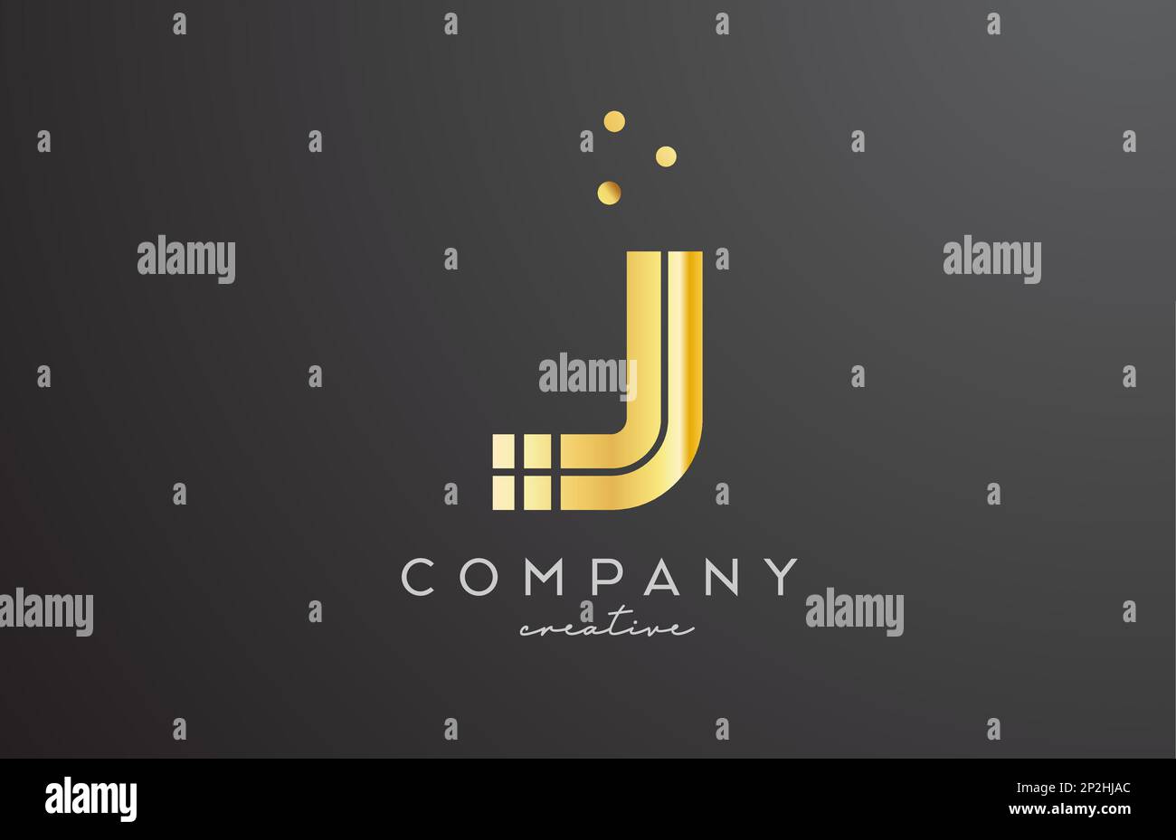 gold golden J alphabet letter logo with dots. Corporate creative ...
