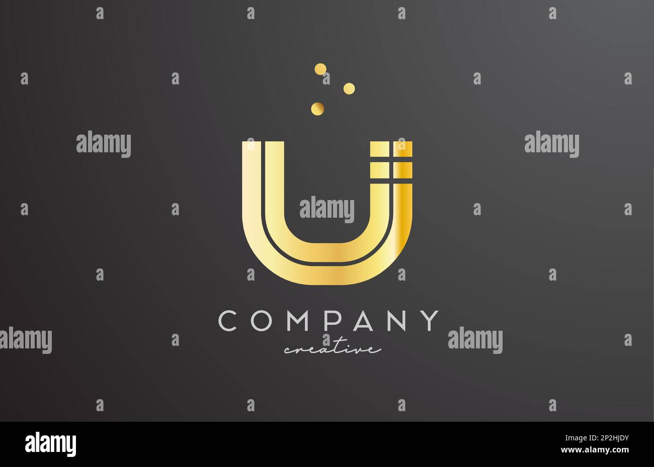 gold golden U alphabet letter logo with dots. Corporate creative ...