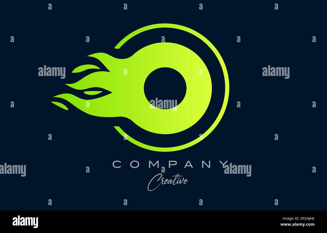 O alphabet letter icon for corporate with green flames. Fire design ...