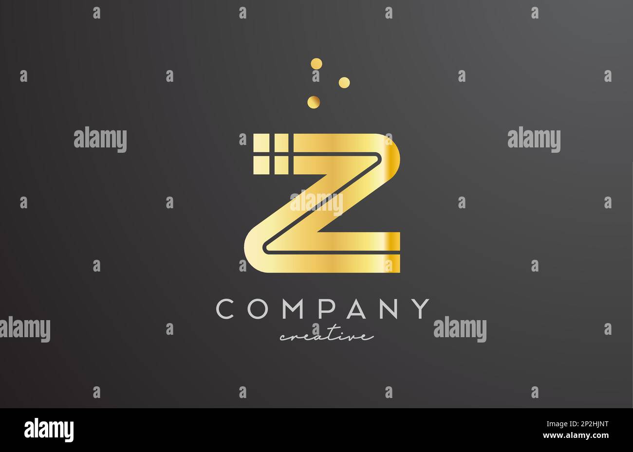 gold golden Z alphabet letter logo with dots. Corporate creative ...