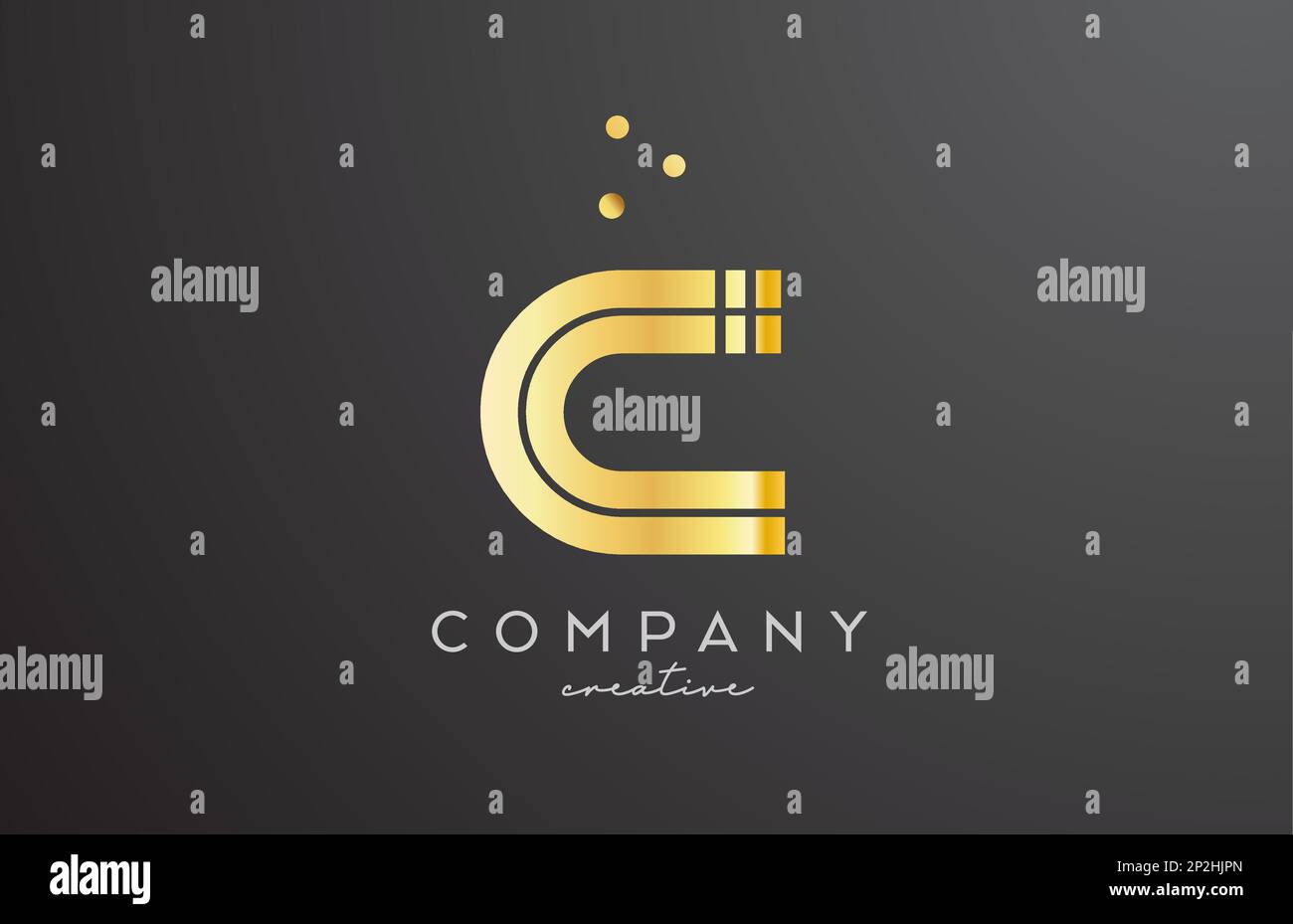 gold golden C alphabet letter logo with dots. Corporate creative ...