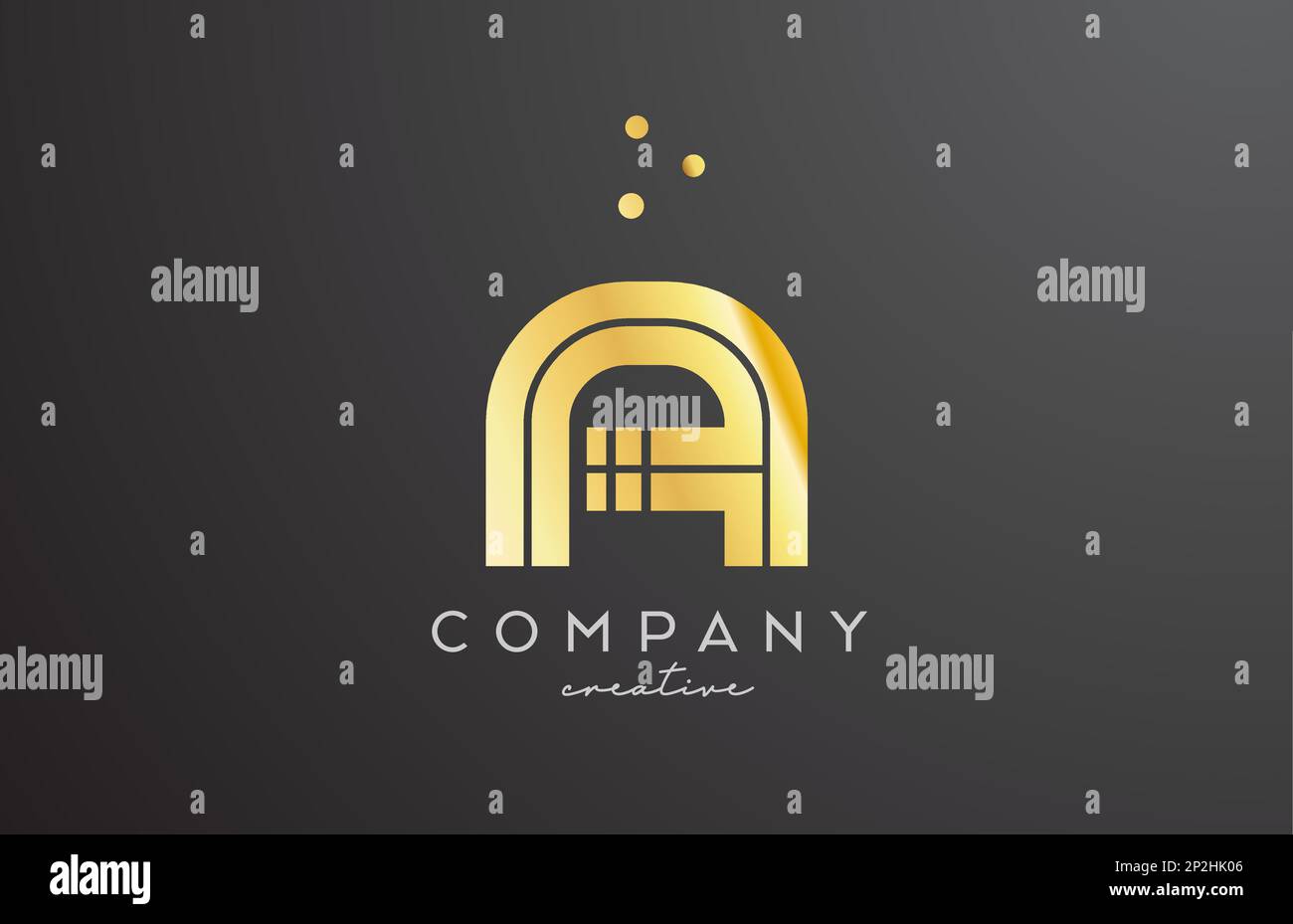 gold golden A alphabet letter logo with dots. Corporate creative ...