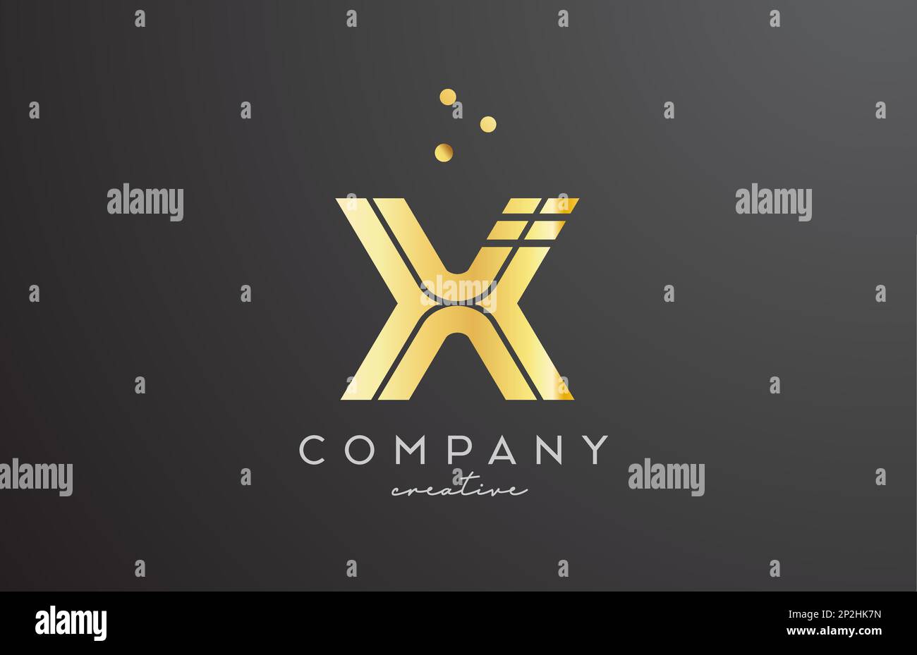 gold golden X alphabet letter logo with dots. Corporate creative ...