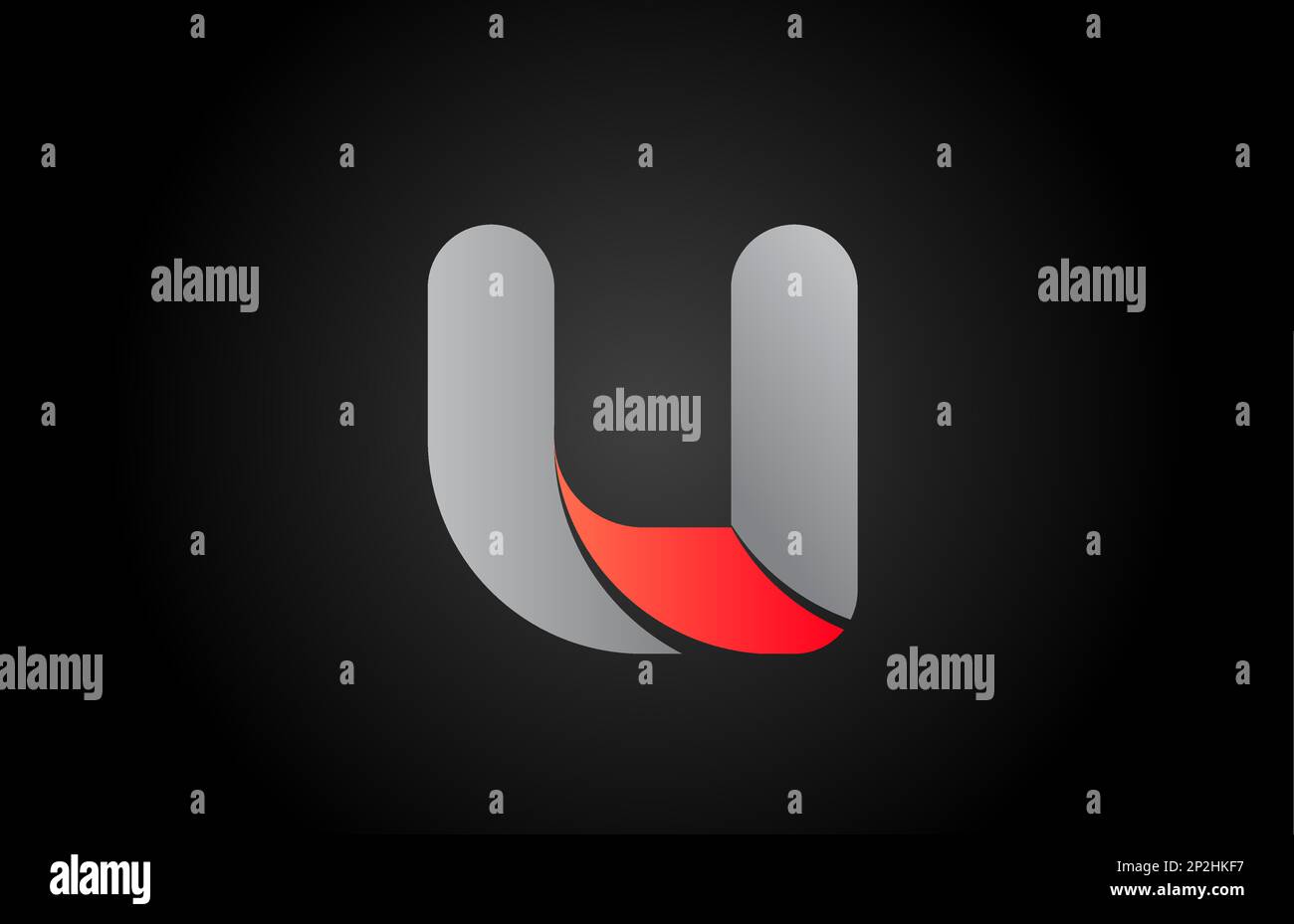 orange grey U alphabet letter logo icon design with gradient color ...