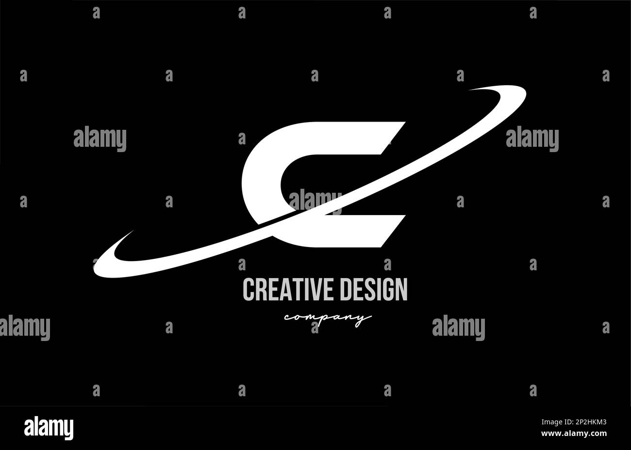 Black white C alphabet letter logo with big swoosh. Corporate creative ...
