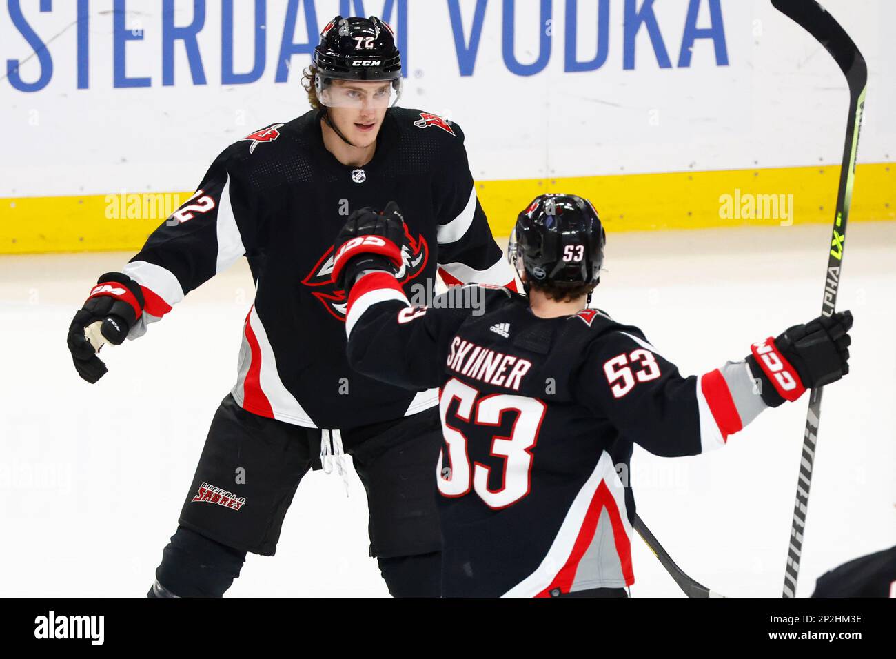 Buffalo Sabres left wing Jeff Skinner (53) celebrates his goal with ...