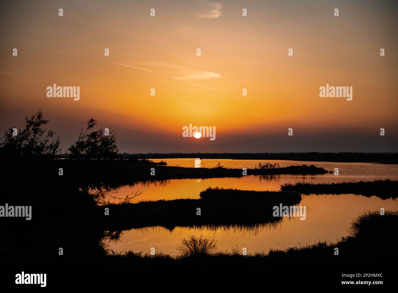 Sunset on Evros Delta National Park Greece Thrace Stock Photo - Alamy