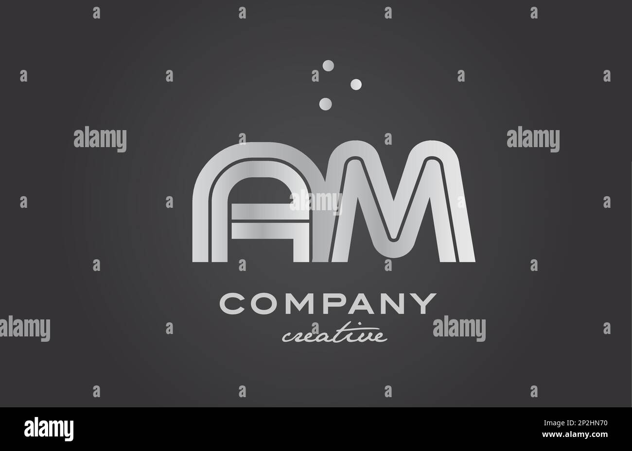 black and grey AM combination alphabet bold letter logo with dots ...