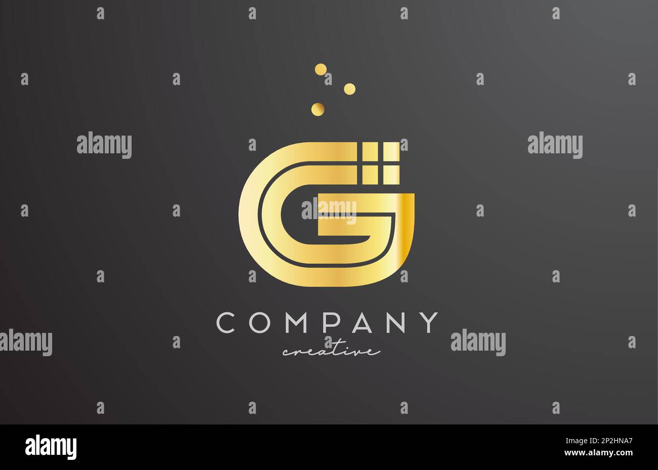 gold golden G alphabet letter logo with dots. Corporate creative ...
