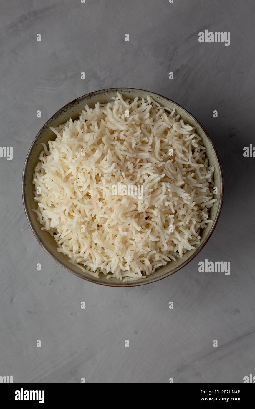 Homemade Cooked Basmati Rice in a Bowl, top view. Flat lay, overhead ...