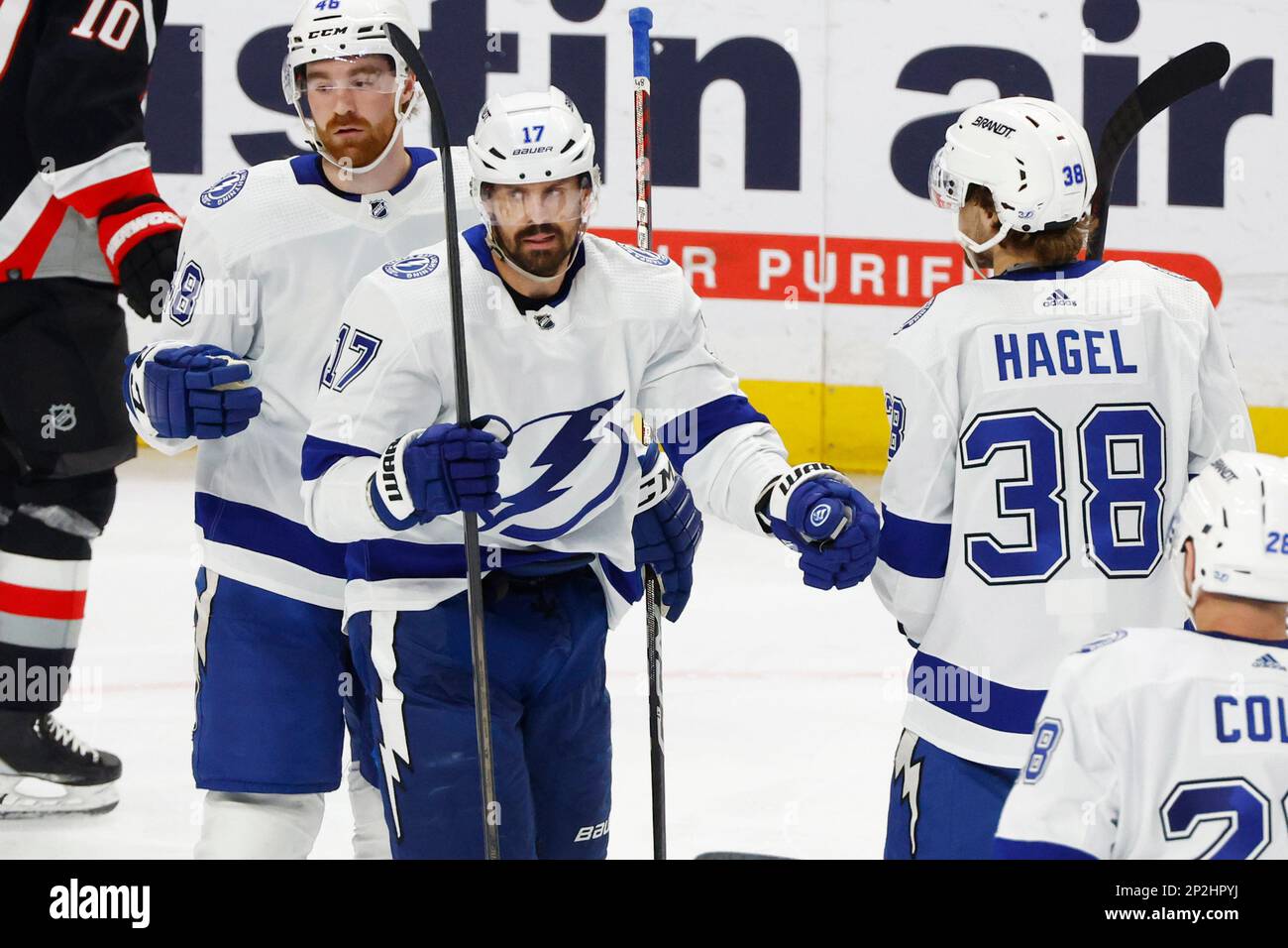 Tampa Bay Lightning defenseman Nick Perbix (48) and left wing Alex ...
