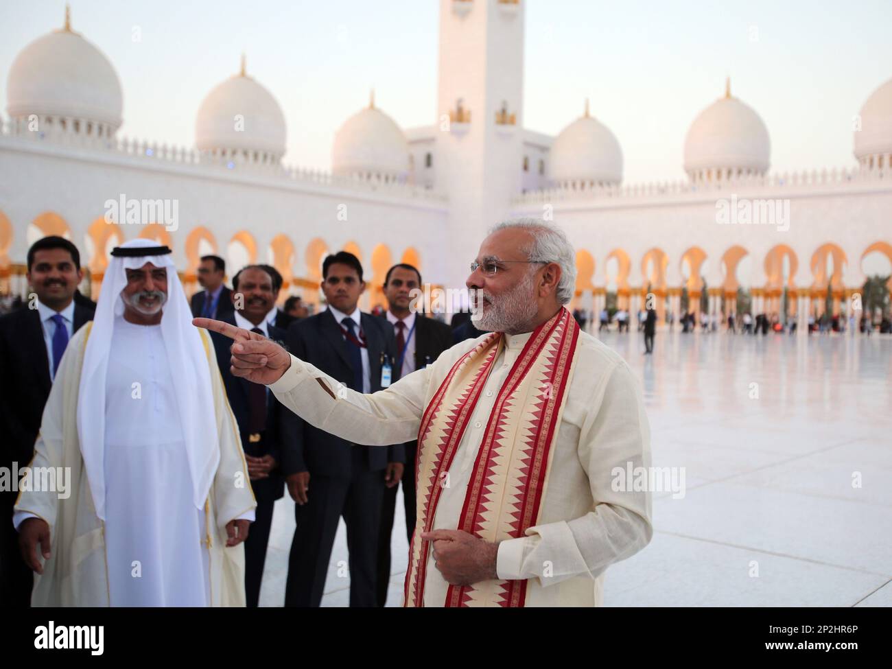 Indian Prime Minister Narendra Modi, right, visits the Sheikh Zayed ...