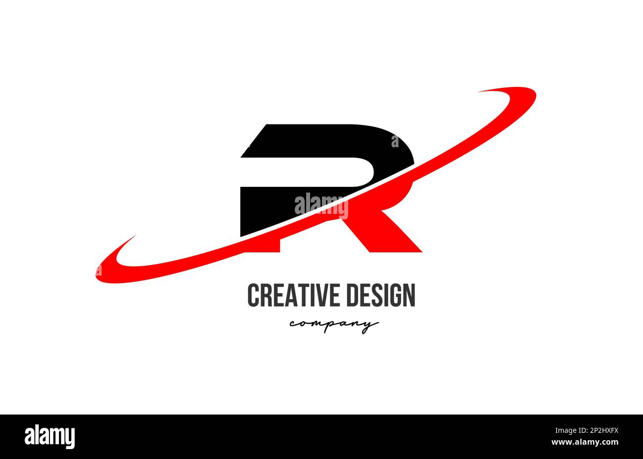Red black R alphabet letter logo with big swoosh. Corporate creative ...