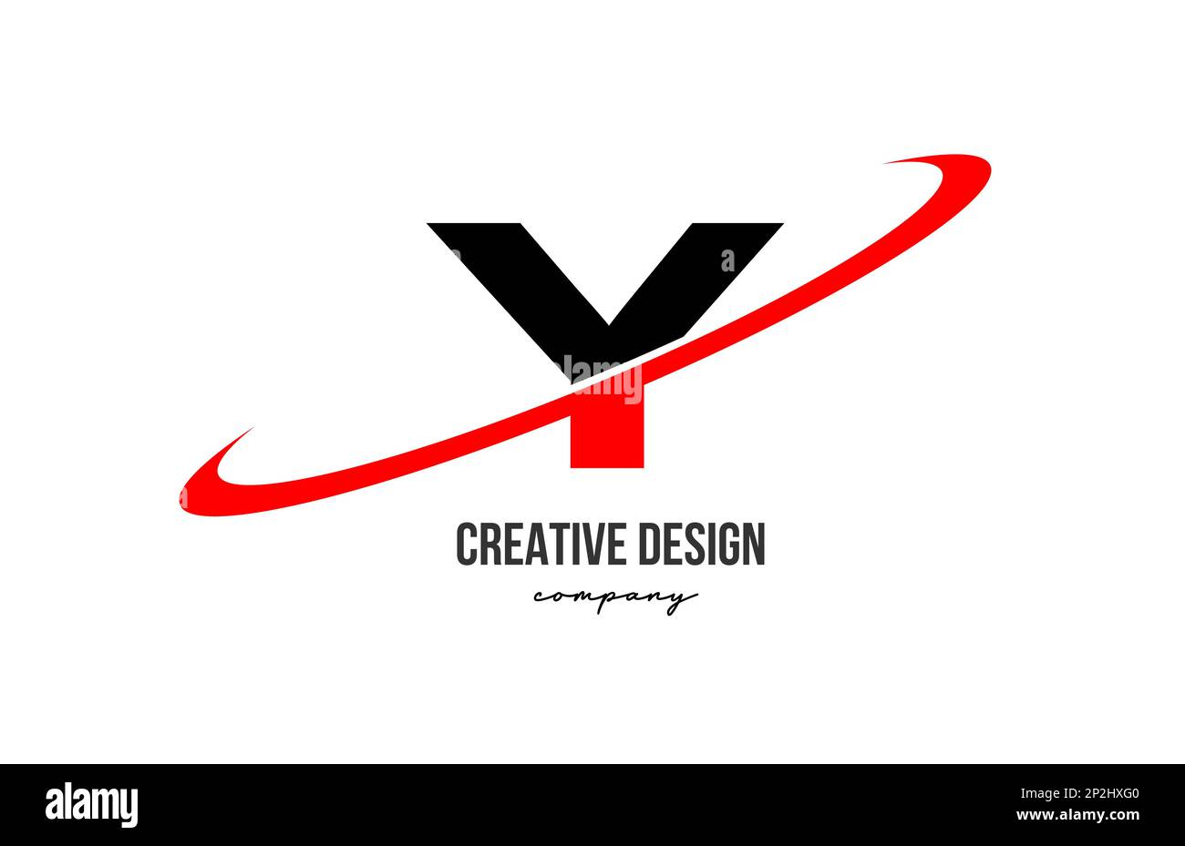 Red black Y alphabet letter logo with big swoosh. Corporate creative ...