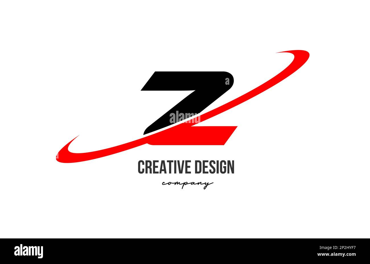 Red black Z alphabet letter logo with big swoosh. Corporate creative ...