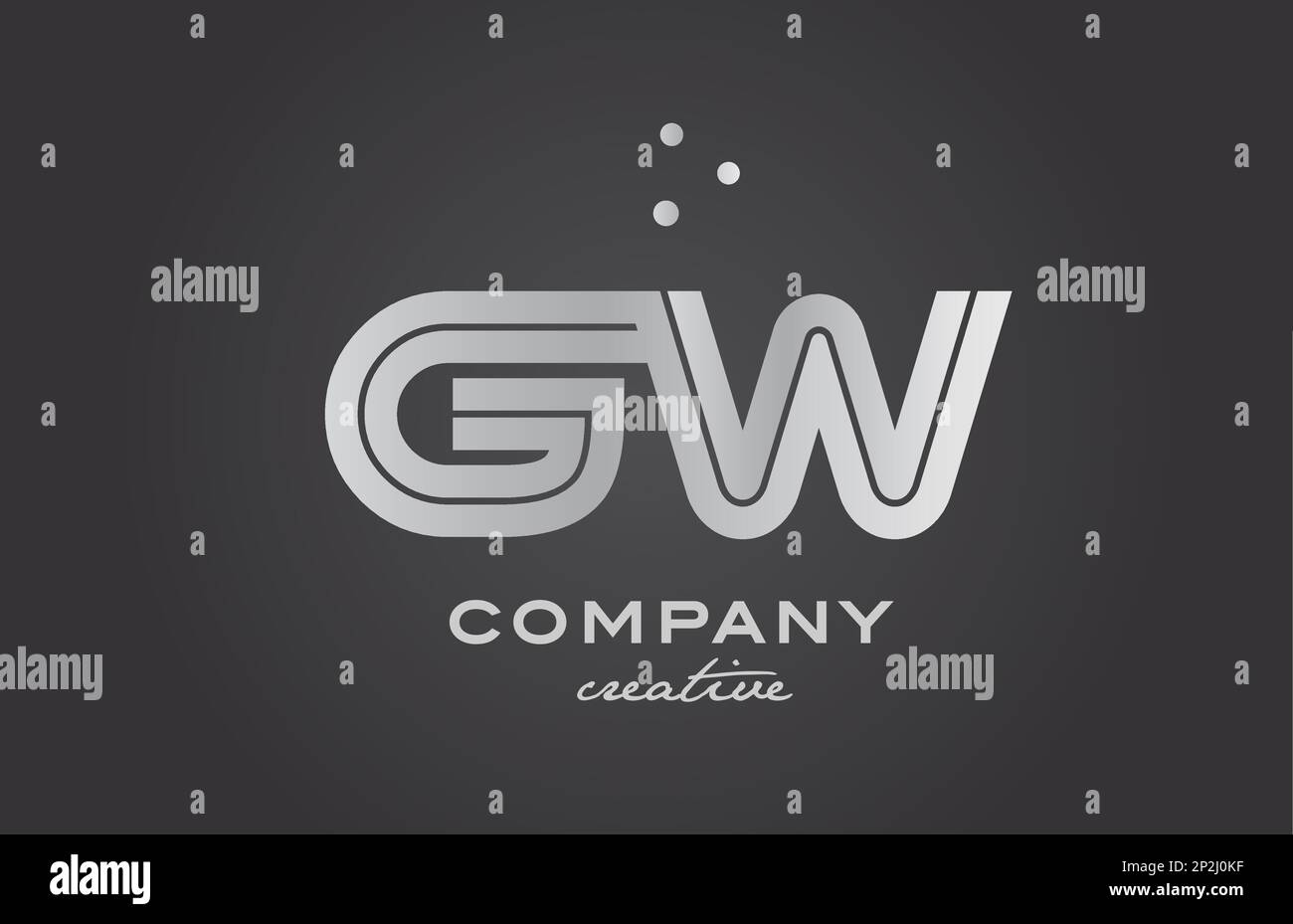 gold golden GW combination alphabet bold letter logo with dots. Joined ...