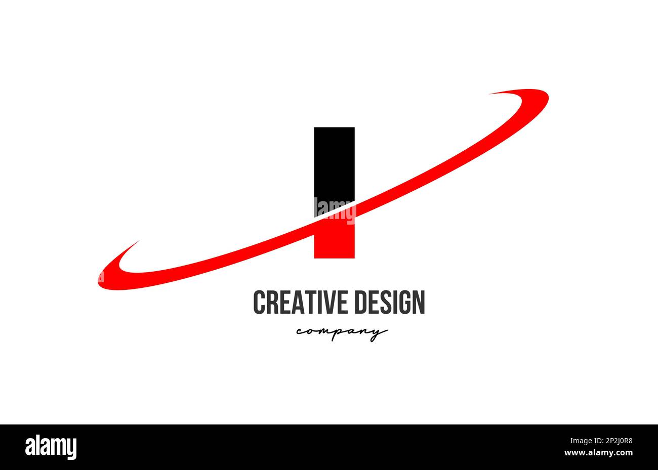 Red black I alphabet letter logo with big swoosh. Corporate creative ...