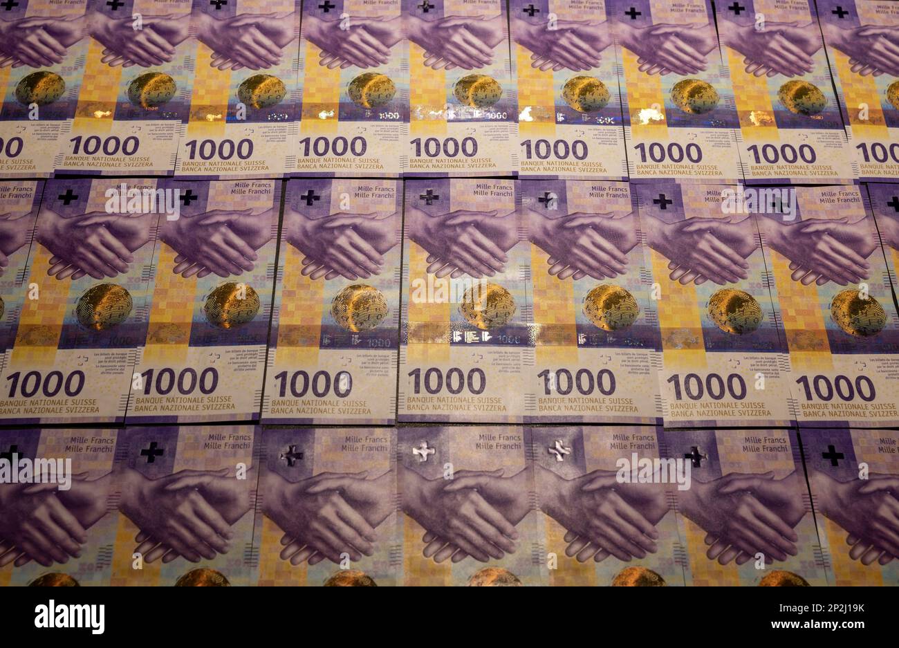 Many 1000 Swiss Franc Banknote on Table in Switzerland Stock Photo - Alamy
