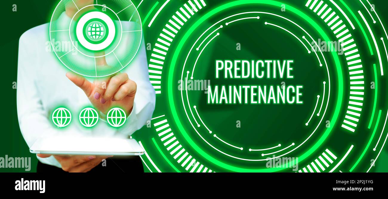 Hand writing sign Predictive Maintenance. Business showcase Predict ...
