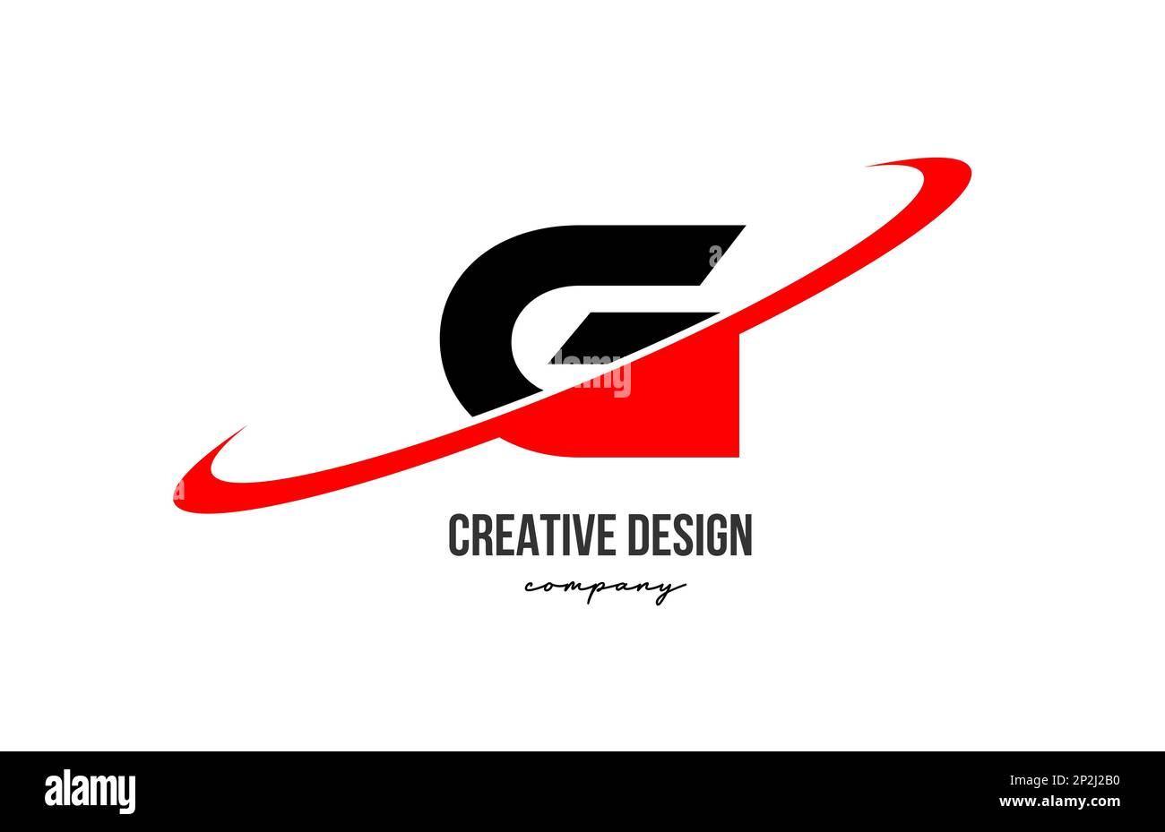 Red black G alphabet letter logo with big swoosh. Corporate creative ...