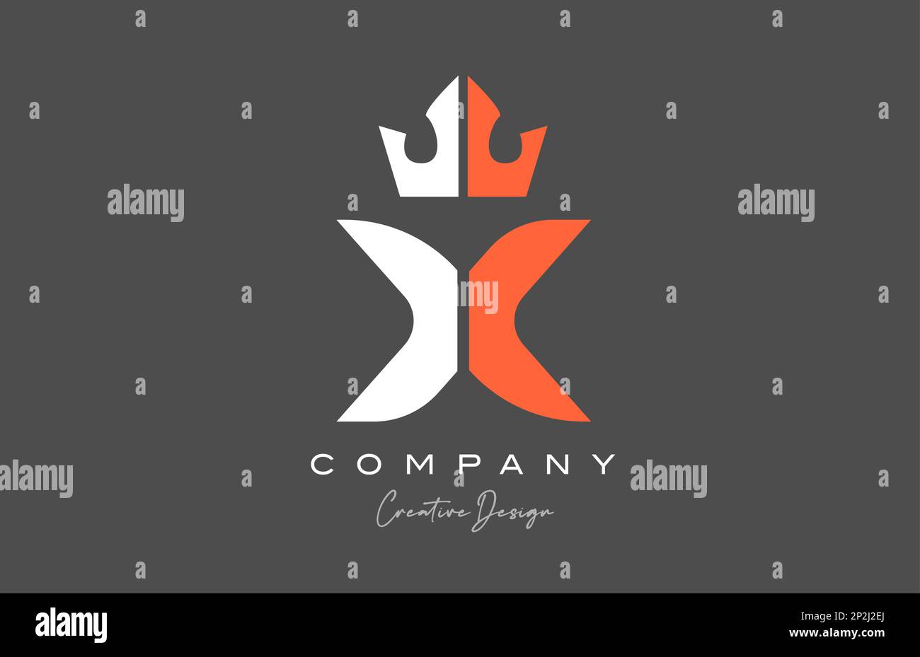 orange grey white X alphabet letter logo icon design. Creative king ...