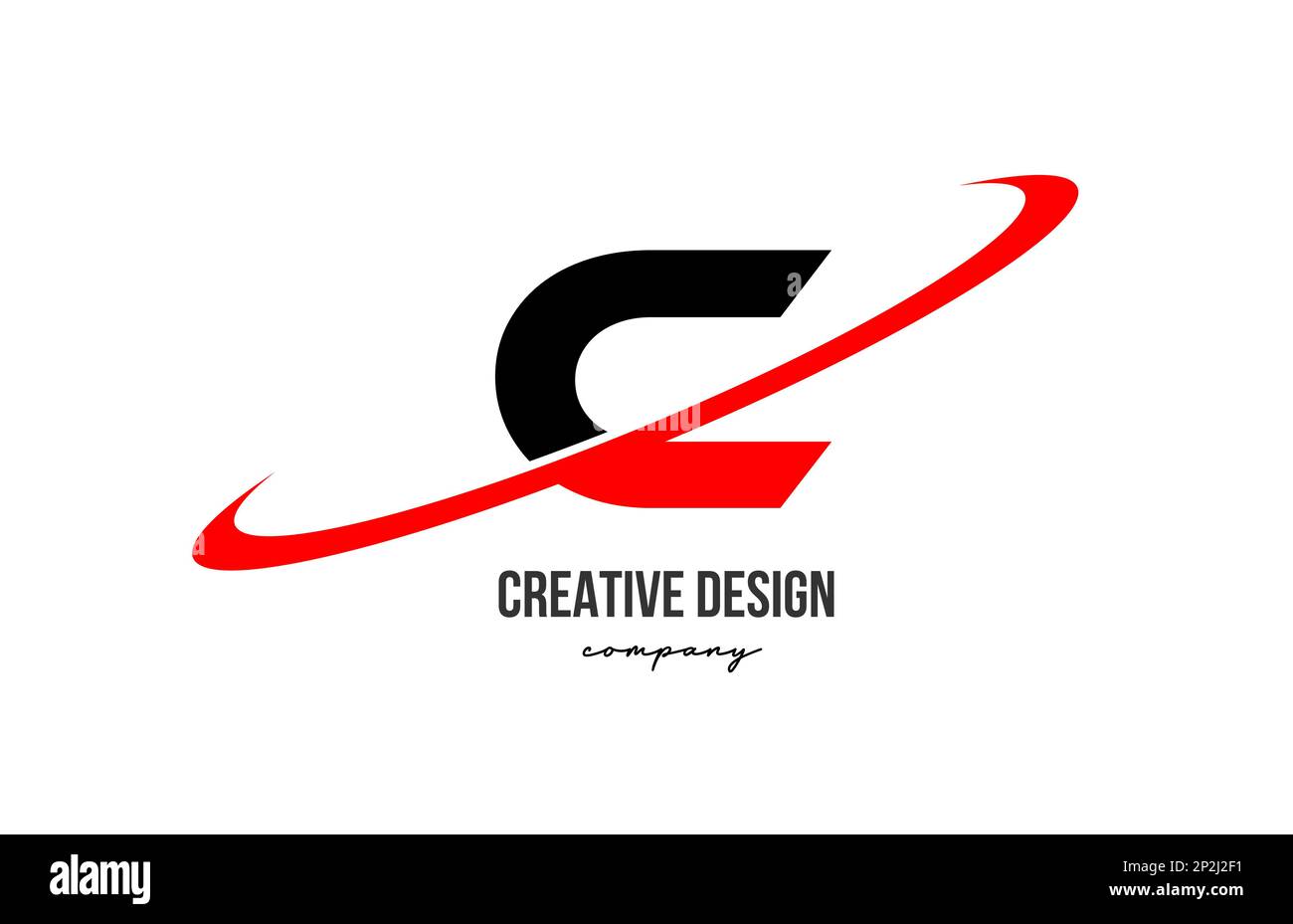 Red black C alphabet letter logo with big swoosh. Corporate creative ...
