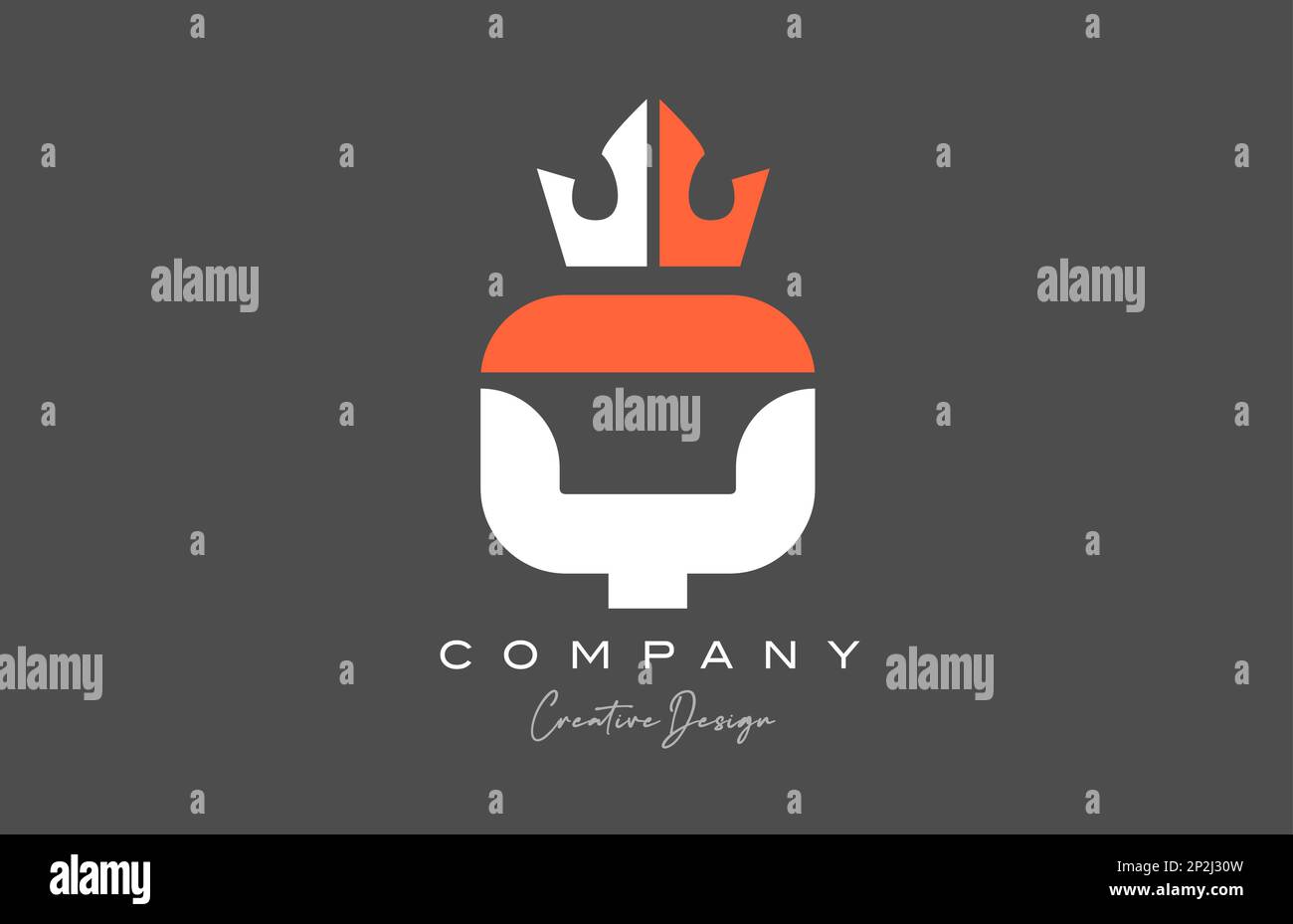 orange grey white Q alphabet letter logo icon design. Creative king ...