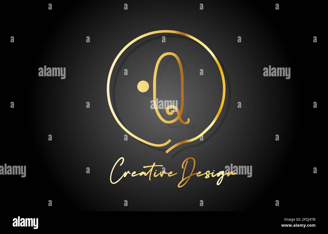 Q gold yellow alphabet letter logo icon design with luxury vintage ...