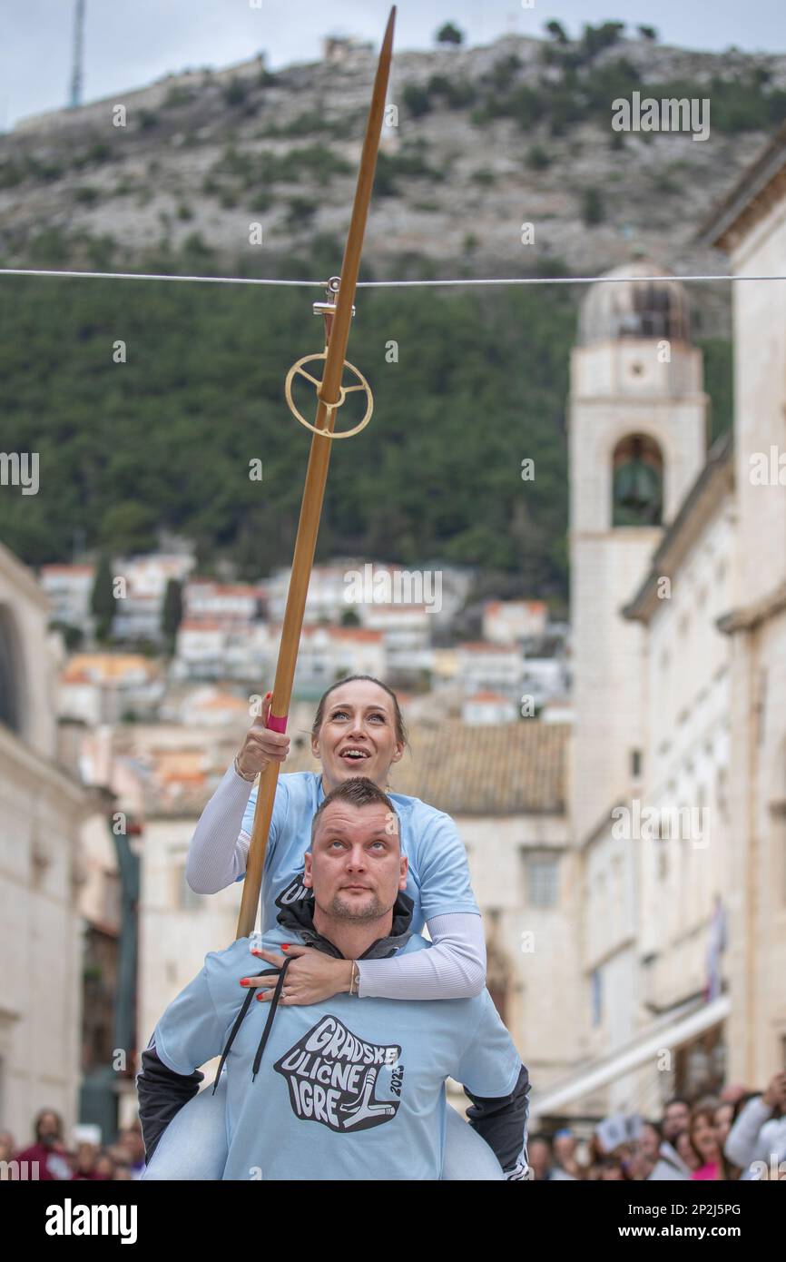 Participants compete in alka (traditional Croatian knightly game ...