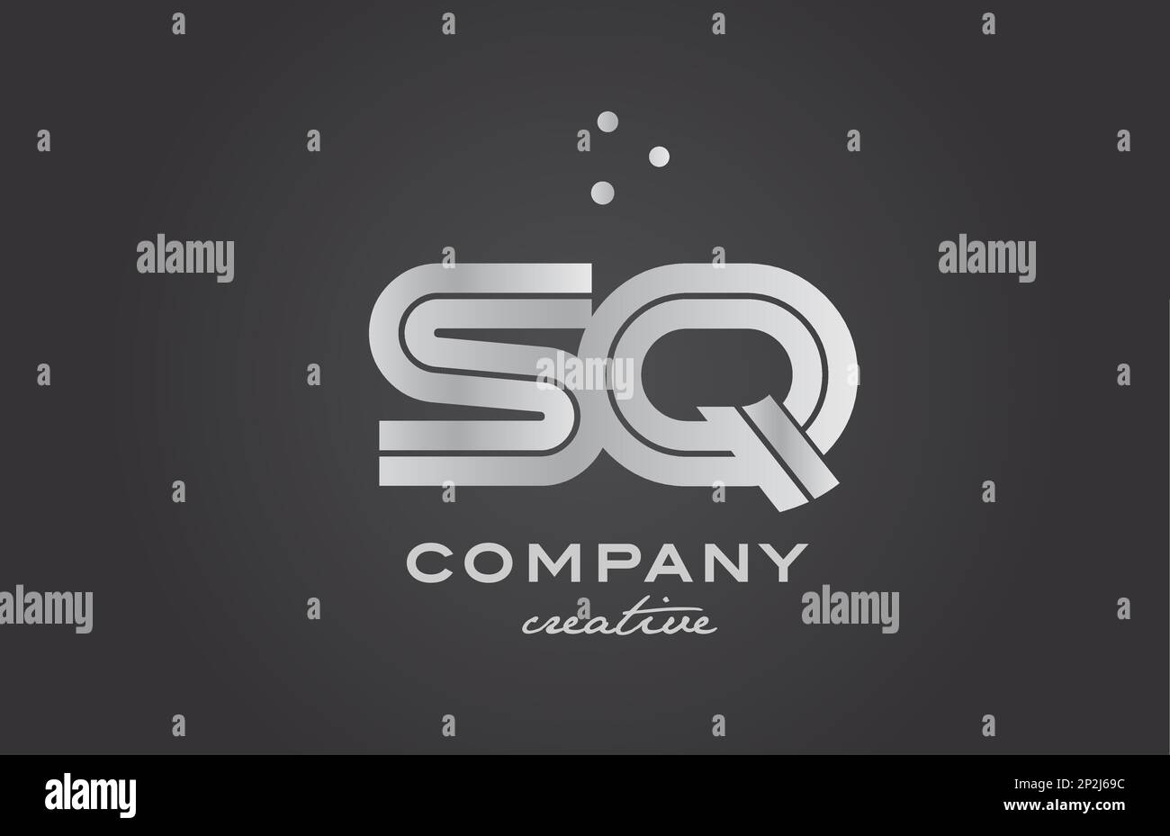 gold golden SQ combination alphabet bold letter logo with dots. Joined ...