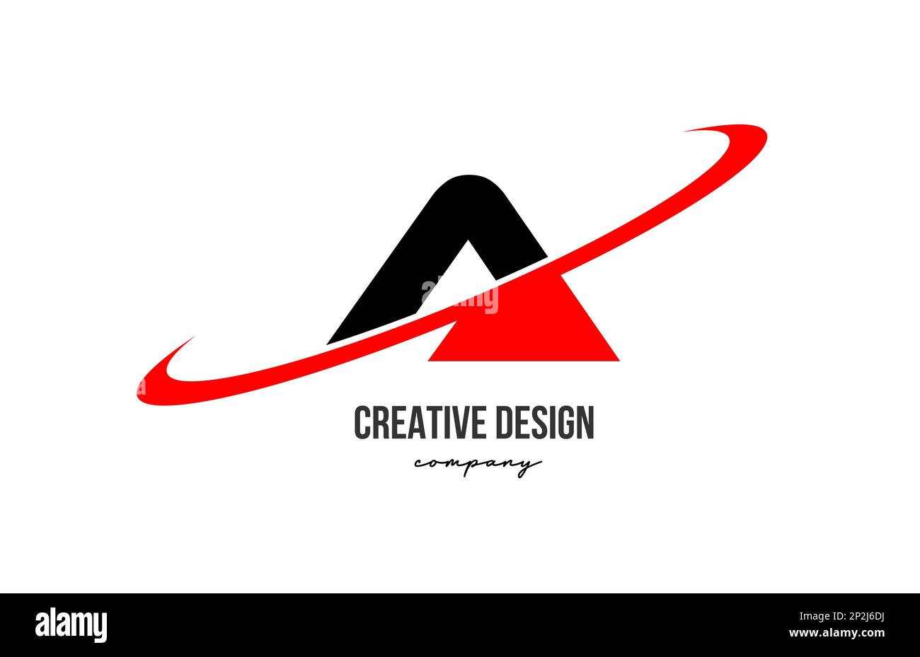 Red black A alphabet letter logo with big swoosh. Corporate creative ...