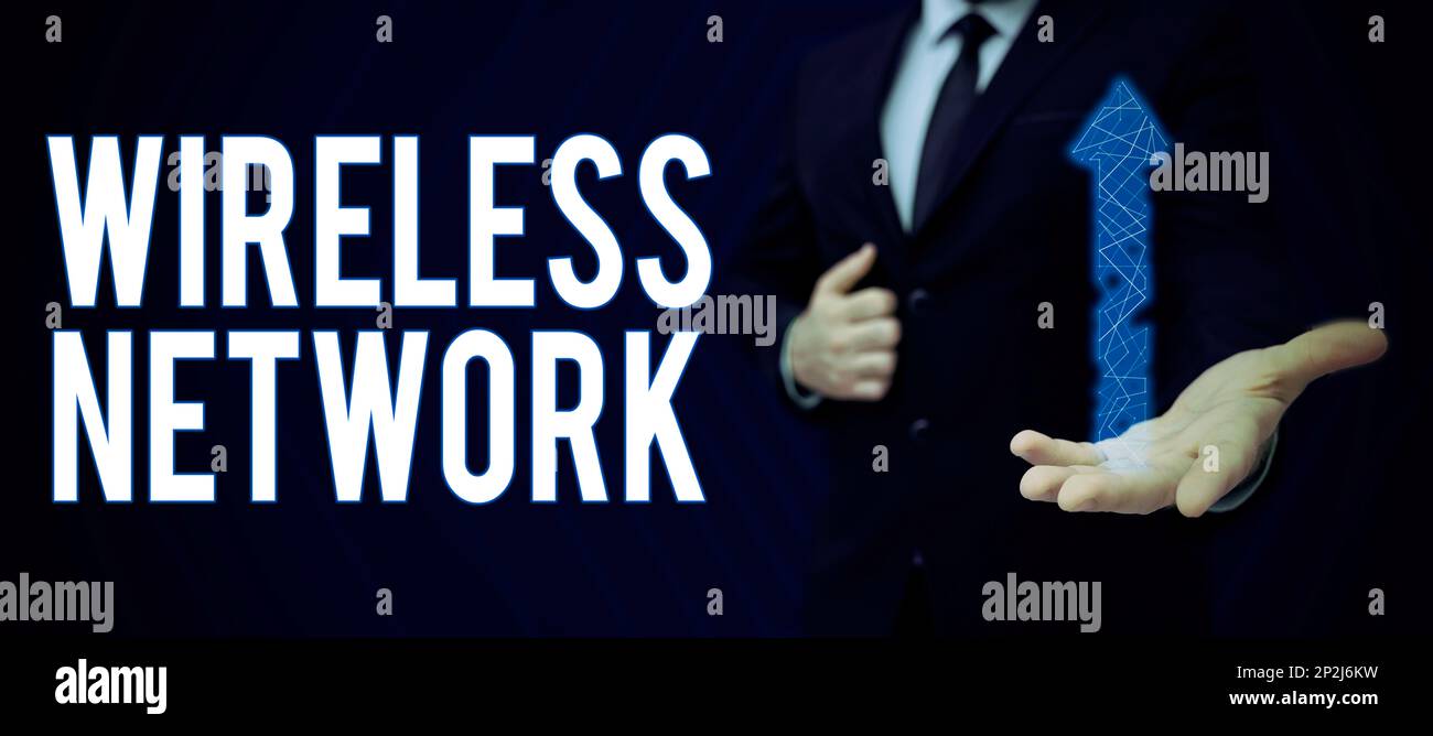 Sign displaying Wireless Network. Business concept computer network ...