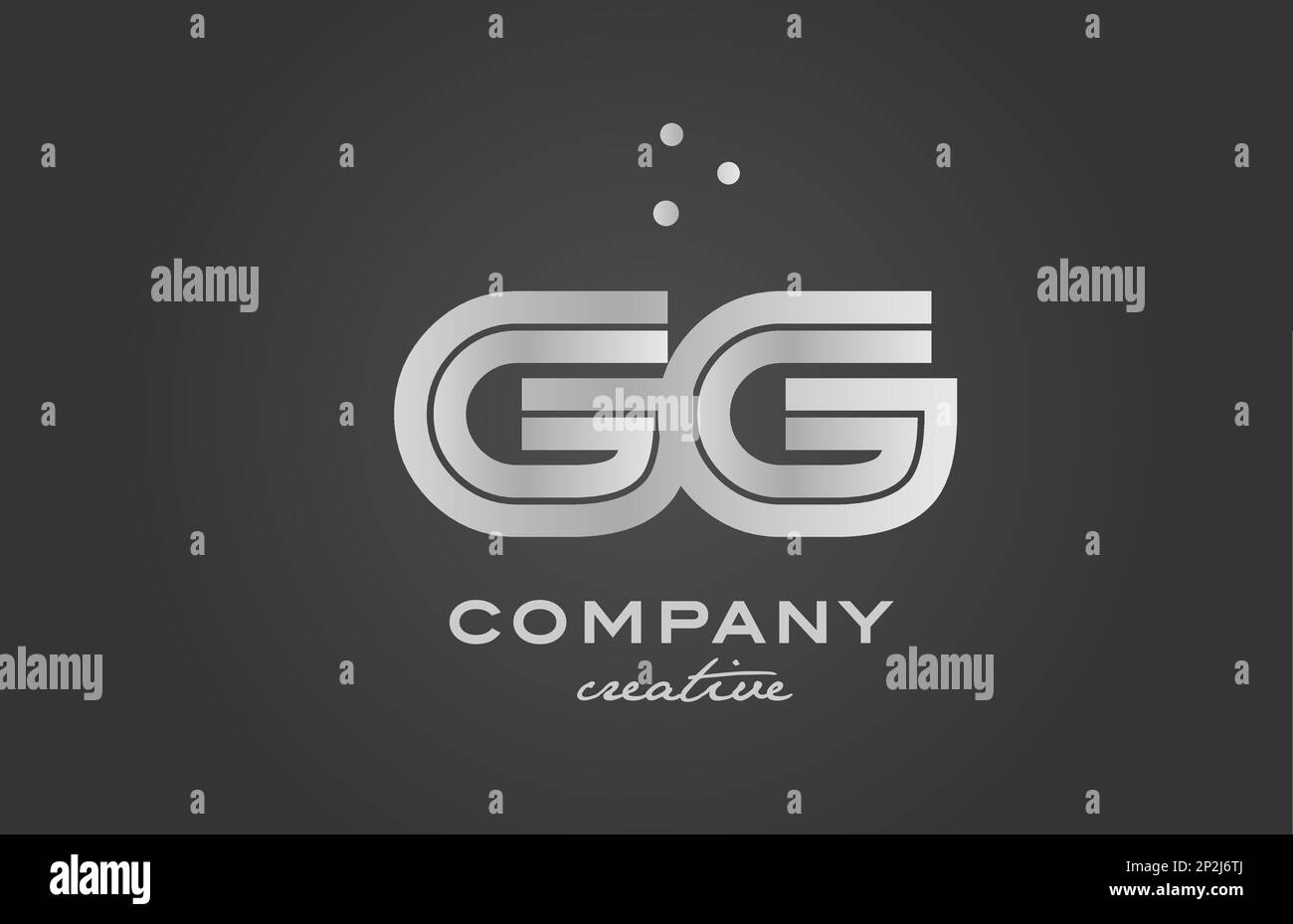 gold golden GG combination alphabet bold letter logo with dots. Joined ...