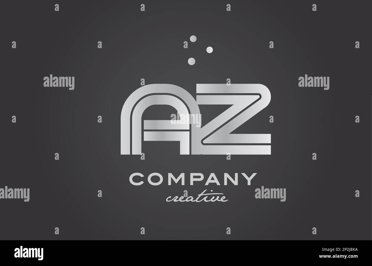 black and grey AZ combination alphabet bold letter logo with dots ...
