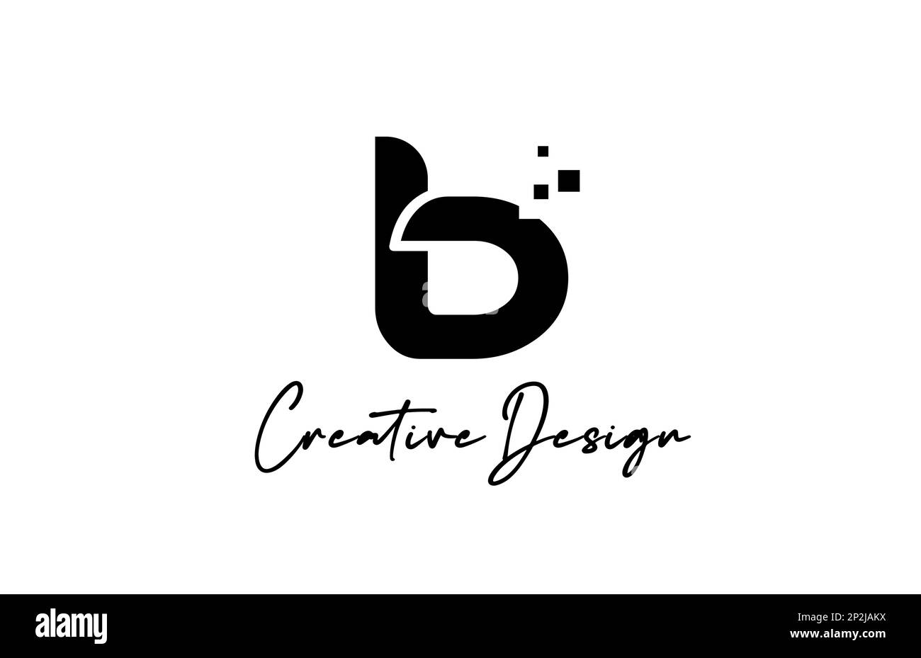 black white B alphabet letter logo icon design with dots. Creative ...