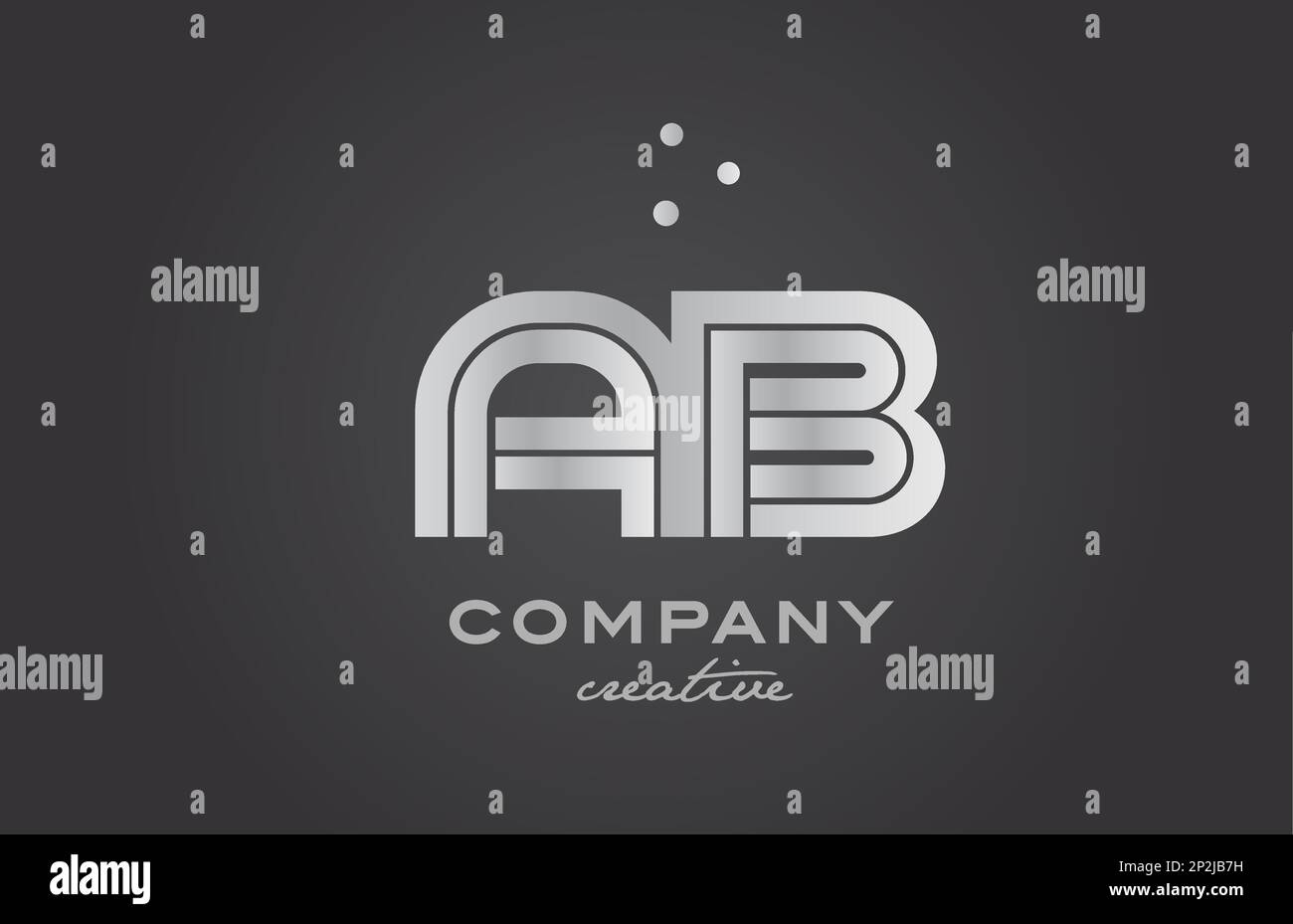 black and grey AB combination alphabet bold letter logo with dots ...
