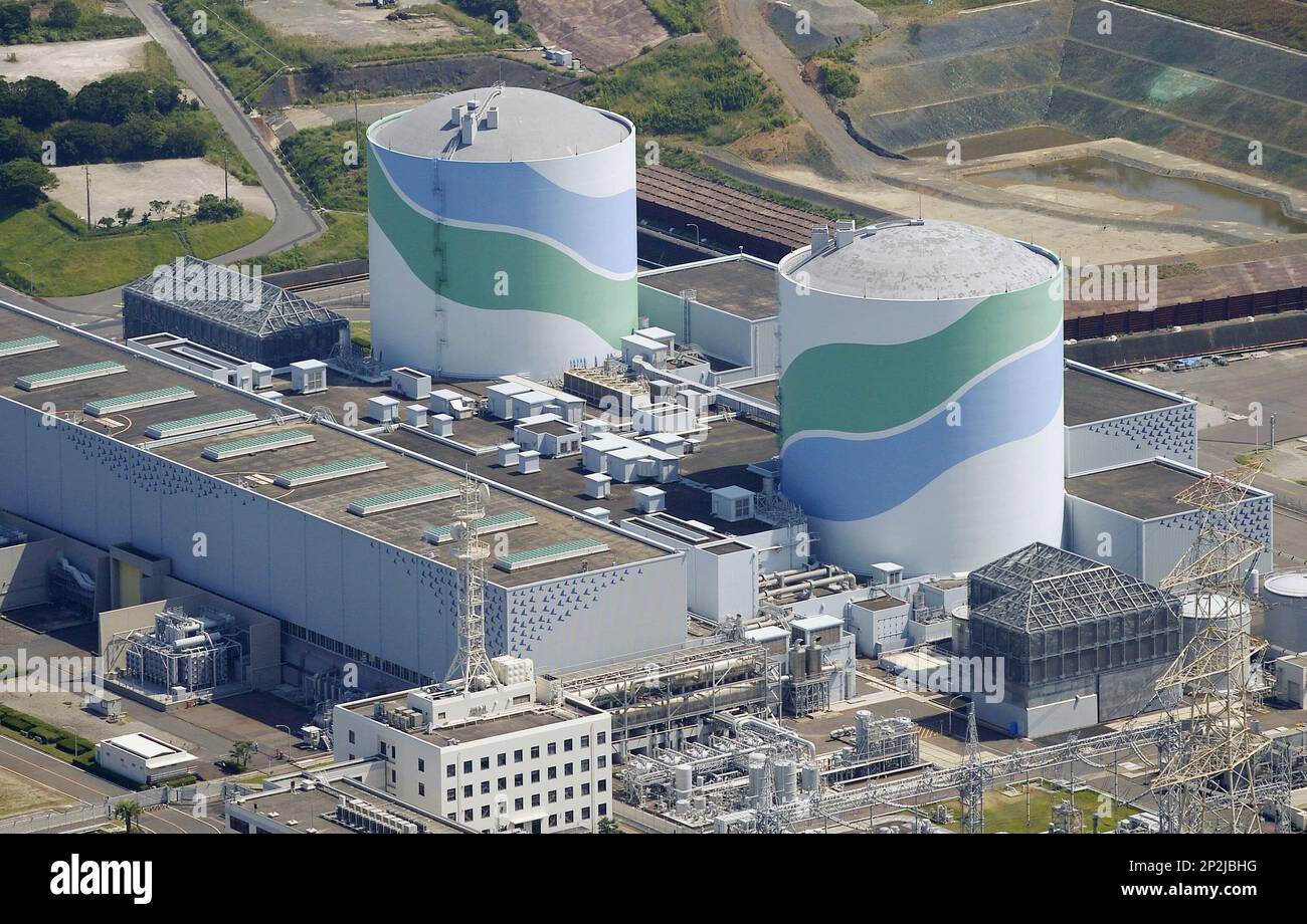 This aerial photo shows reactors of No. 1, right, and No. 2, left, at ...