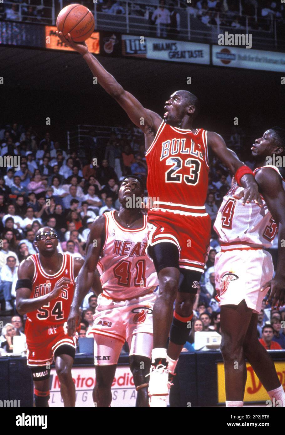 Chicago Bulls guard Michael Jordan (23) drives for a layup in 1991. (AP Photo / Al Messerschmidt ...