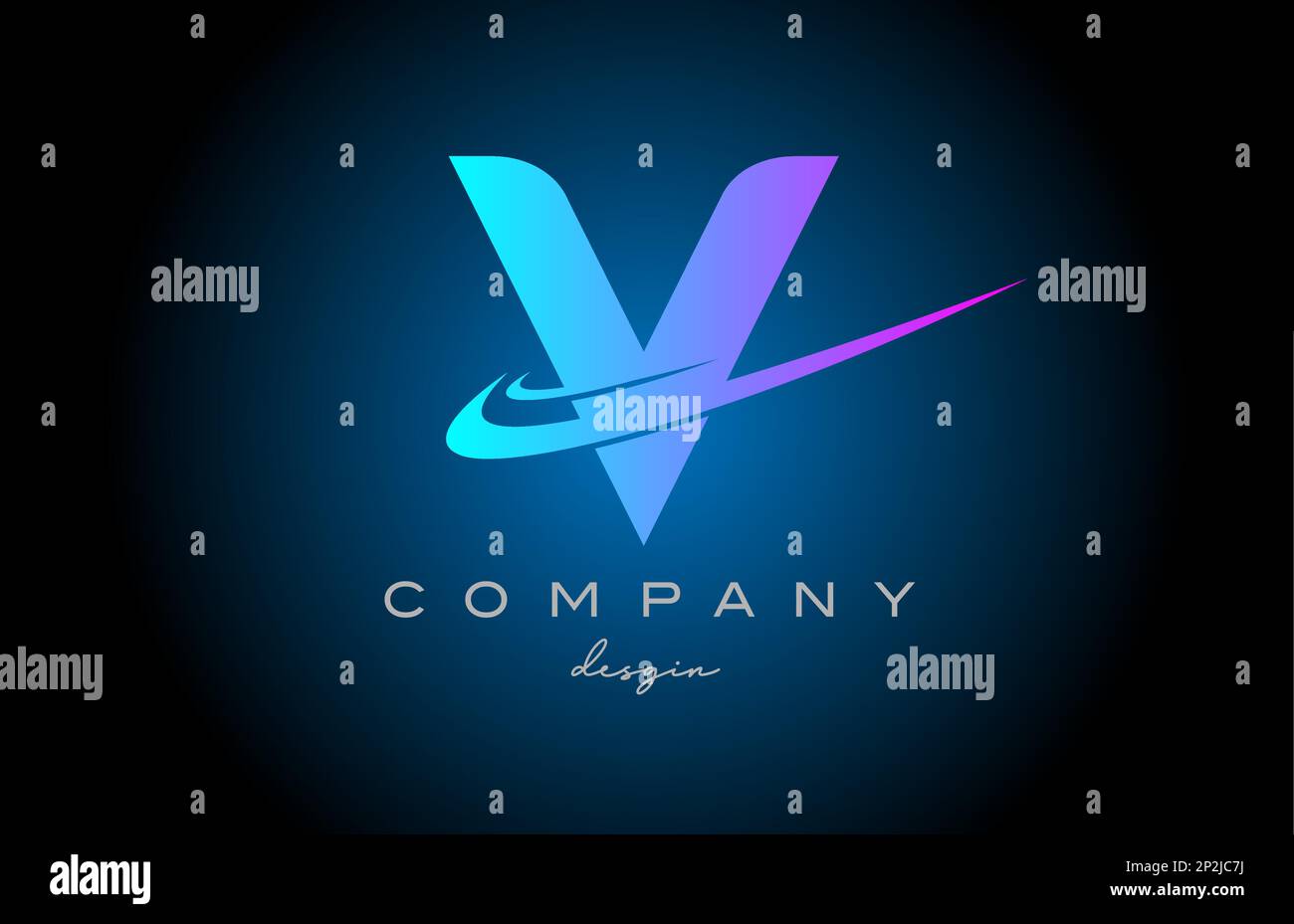 V pink blue alphabet letter logo with double swoosh. Corporate creative ...