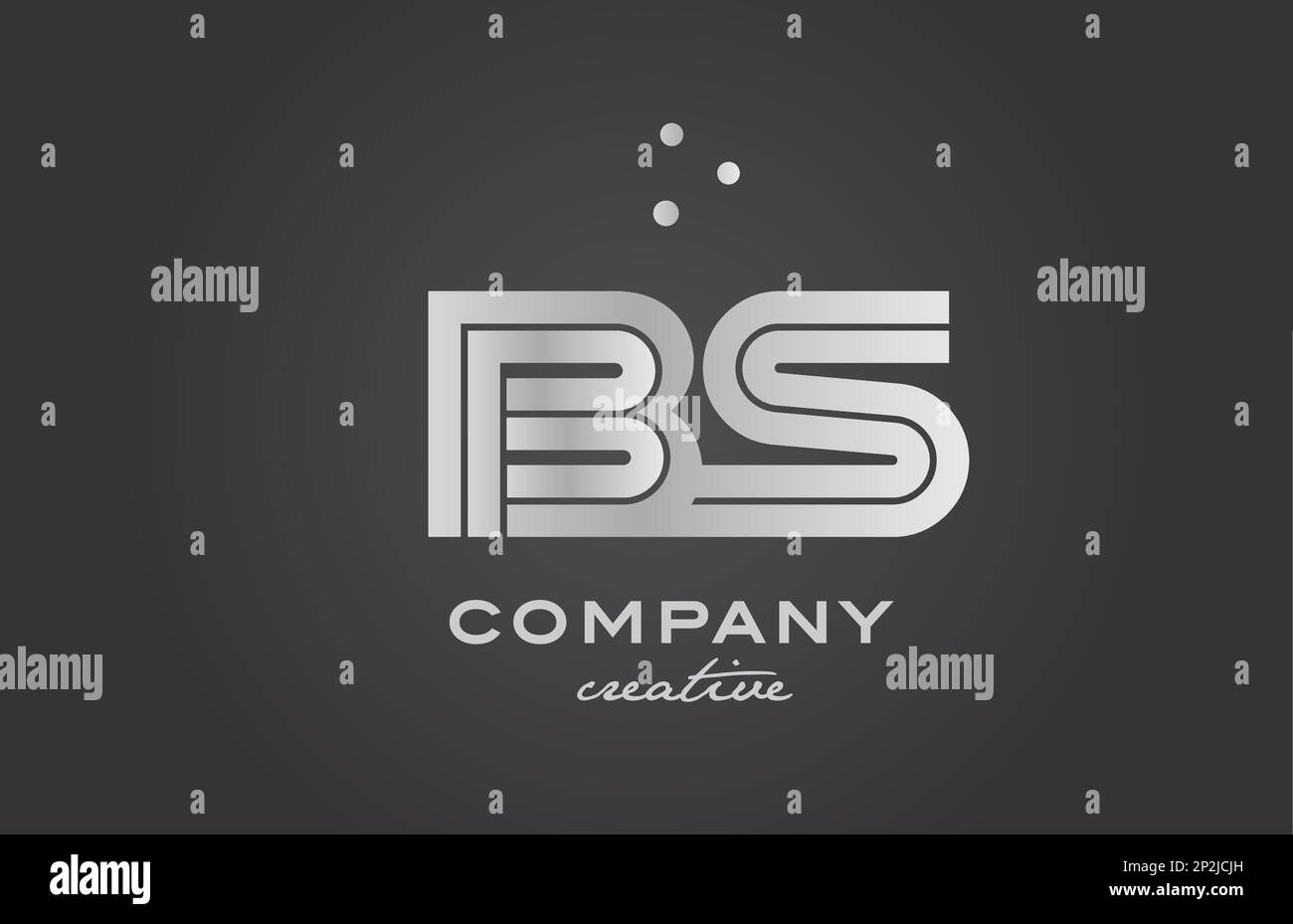 black and grey BS combination alphabet bold letter logo with dots ...