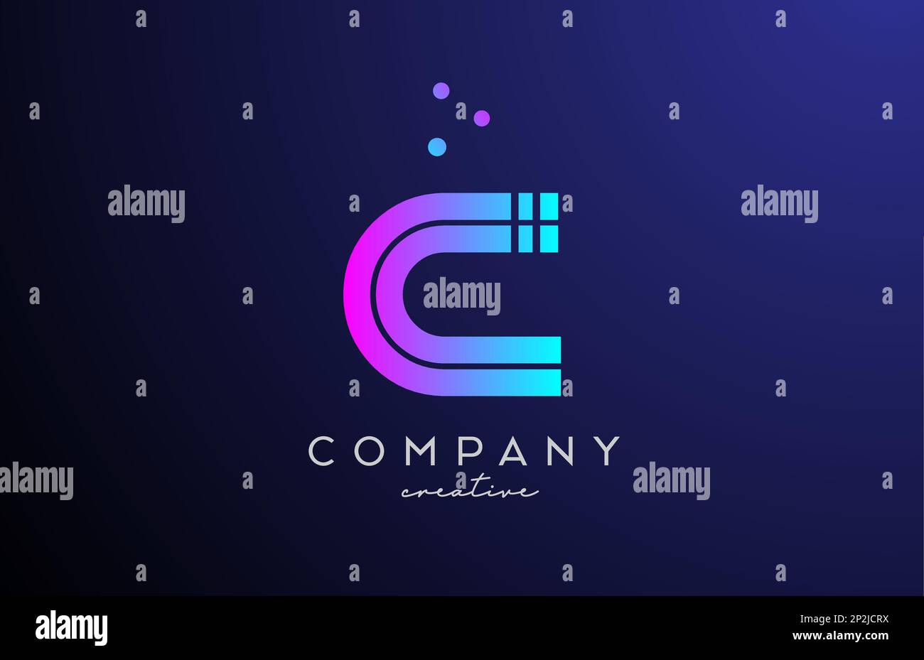 blue pink C alphabet letter logo with dots. Corporate creative template ...