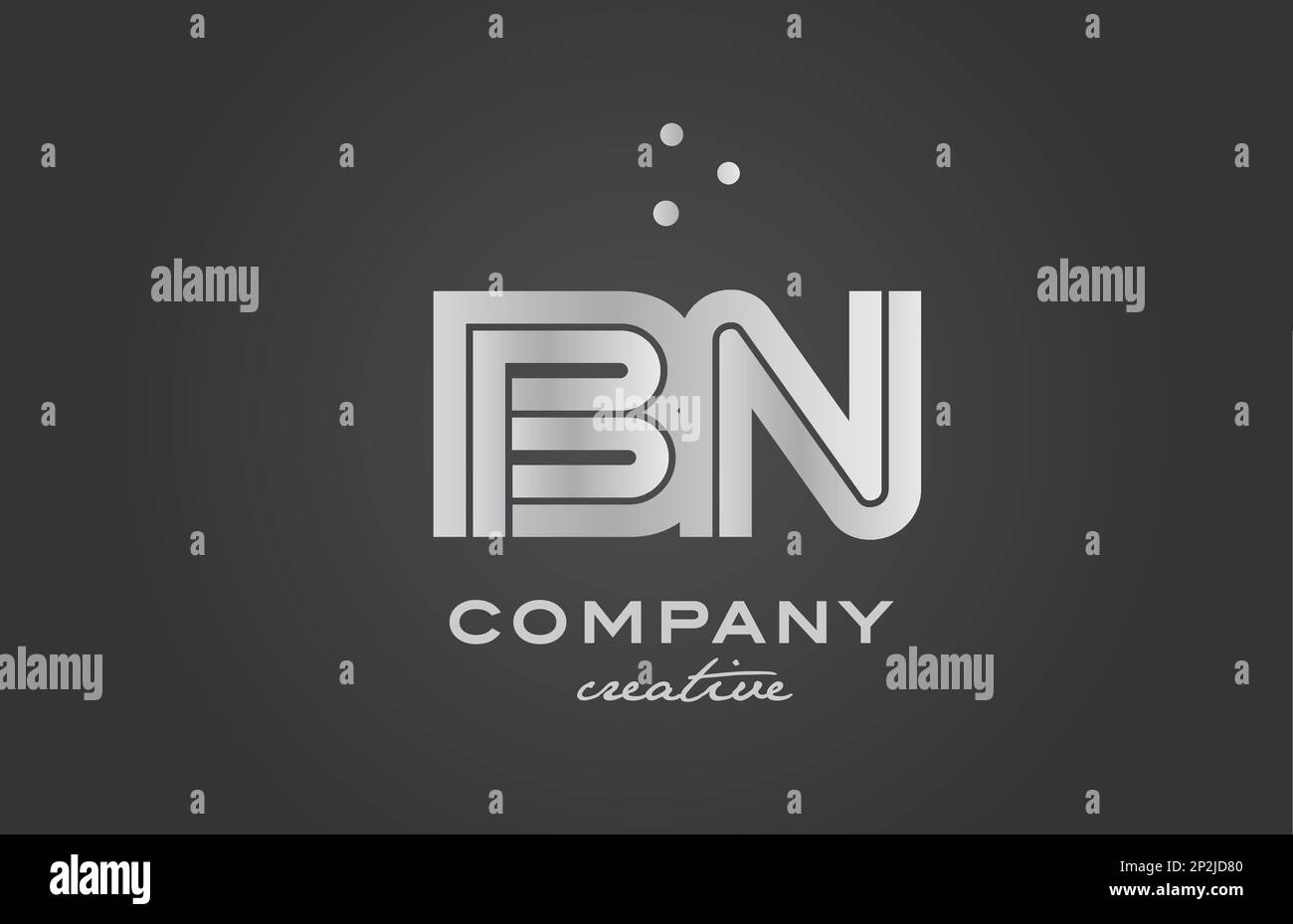 black and grey BN combination alphabet bold letter logo with dots ...