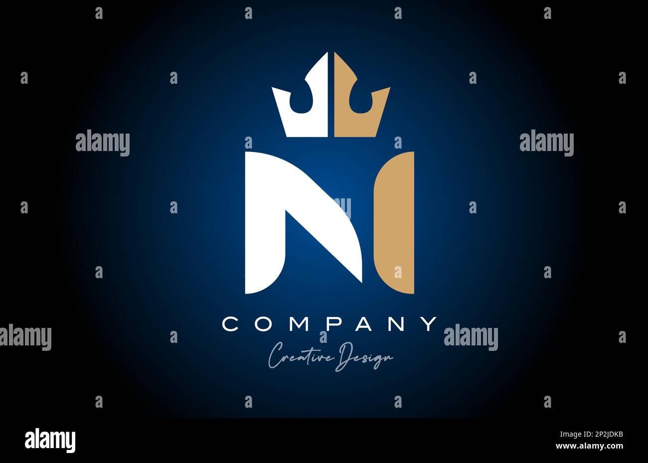 white brown N alphabet letter logo icon design with king crown ...